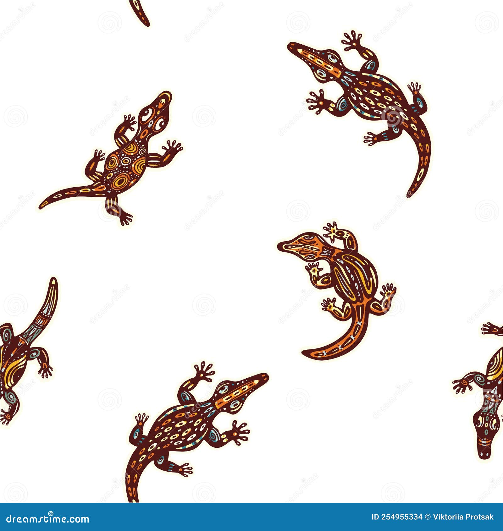 Seamless Pattern with Reptile Animals Stock Vector - Illustration of ...