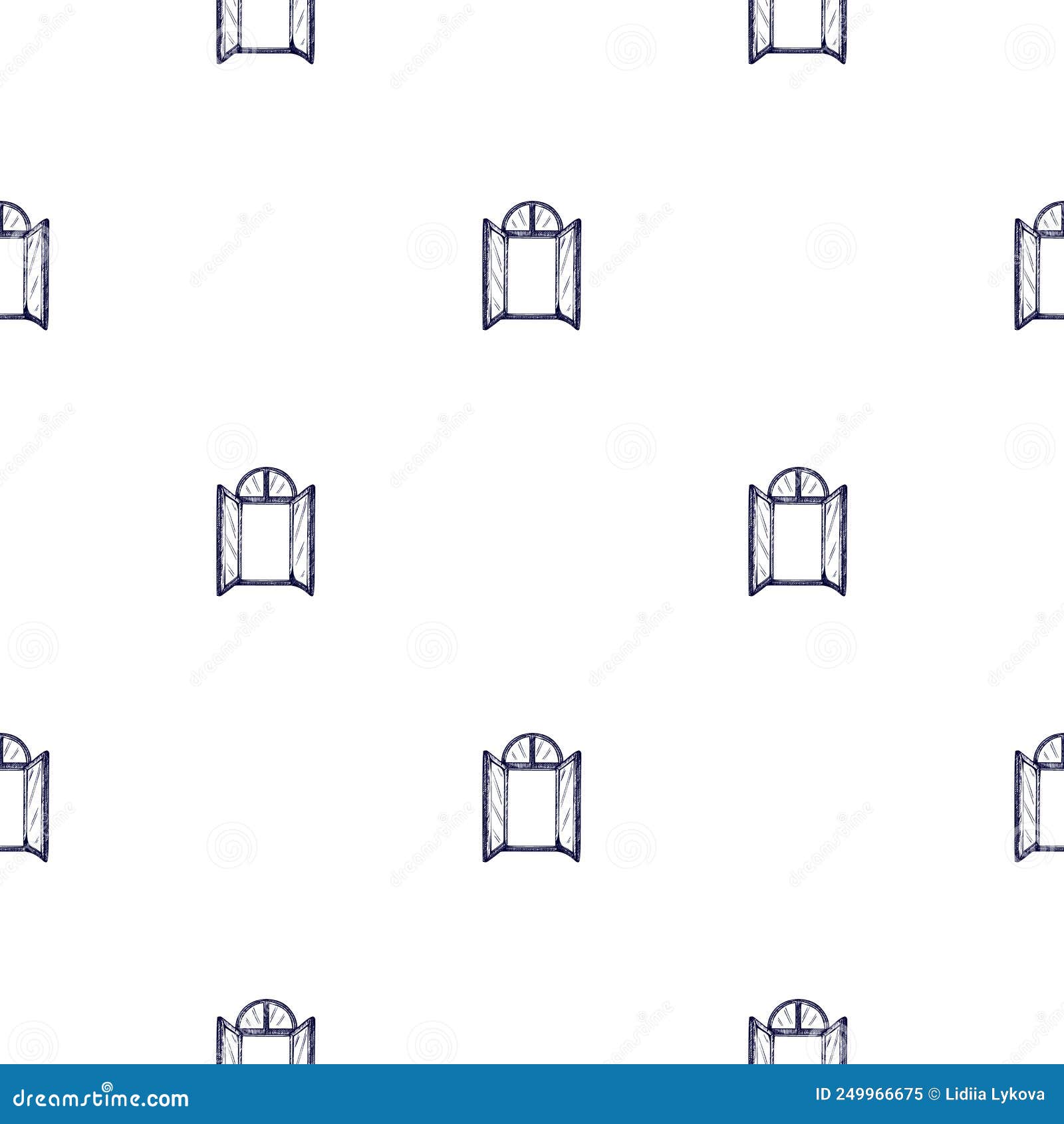 Seamless Pattern of Retro Arch Windows Engraving. Vintage Background ...