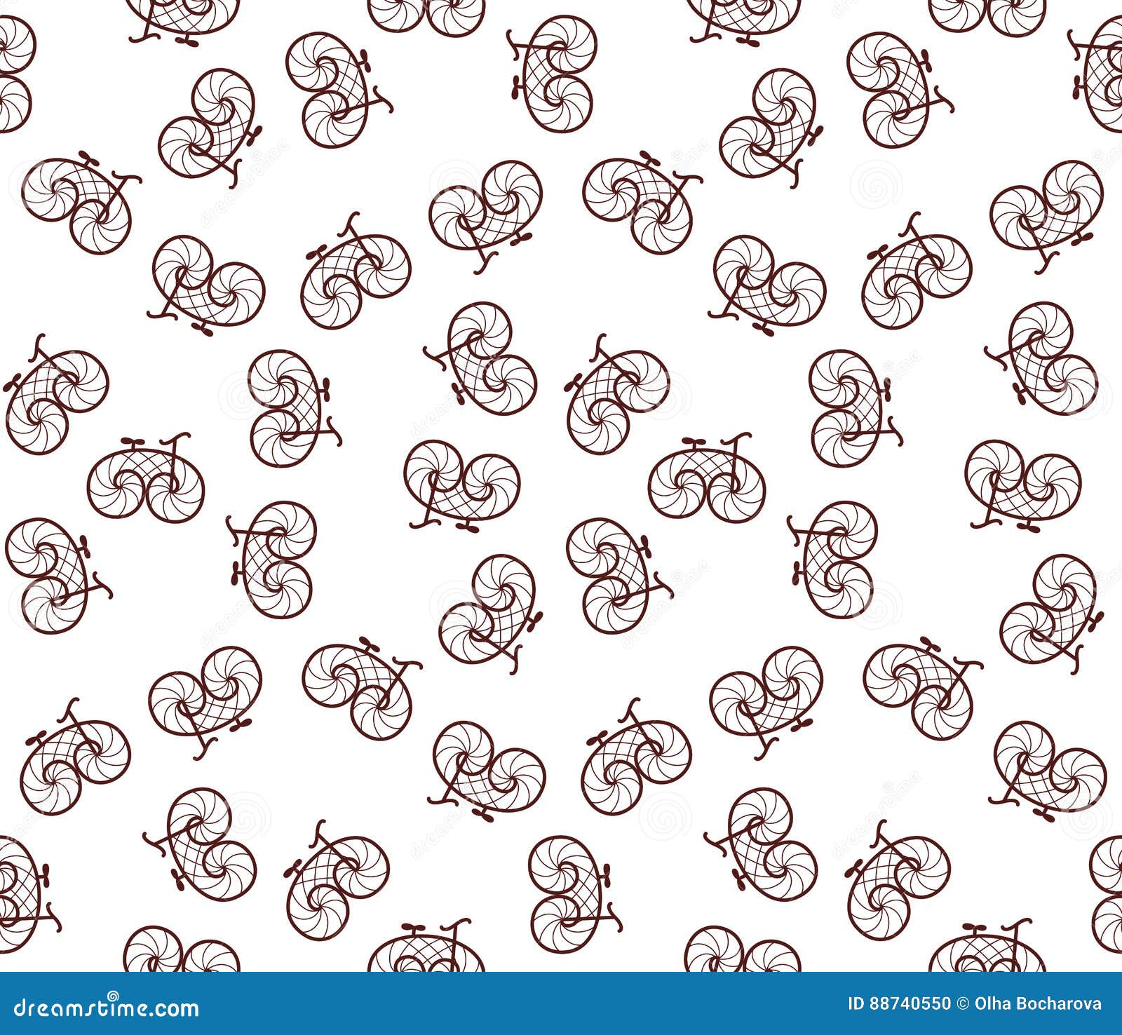 Seamless Pattern of Retro Bicycle Stock Vector - Illustration of line ...