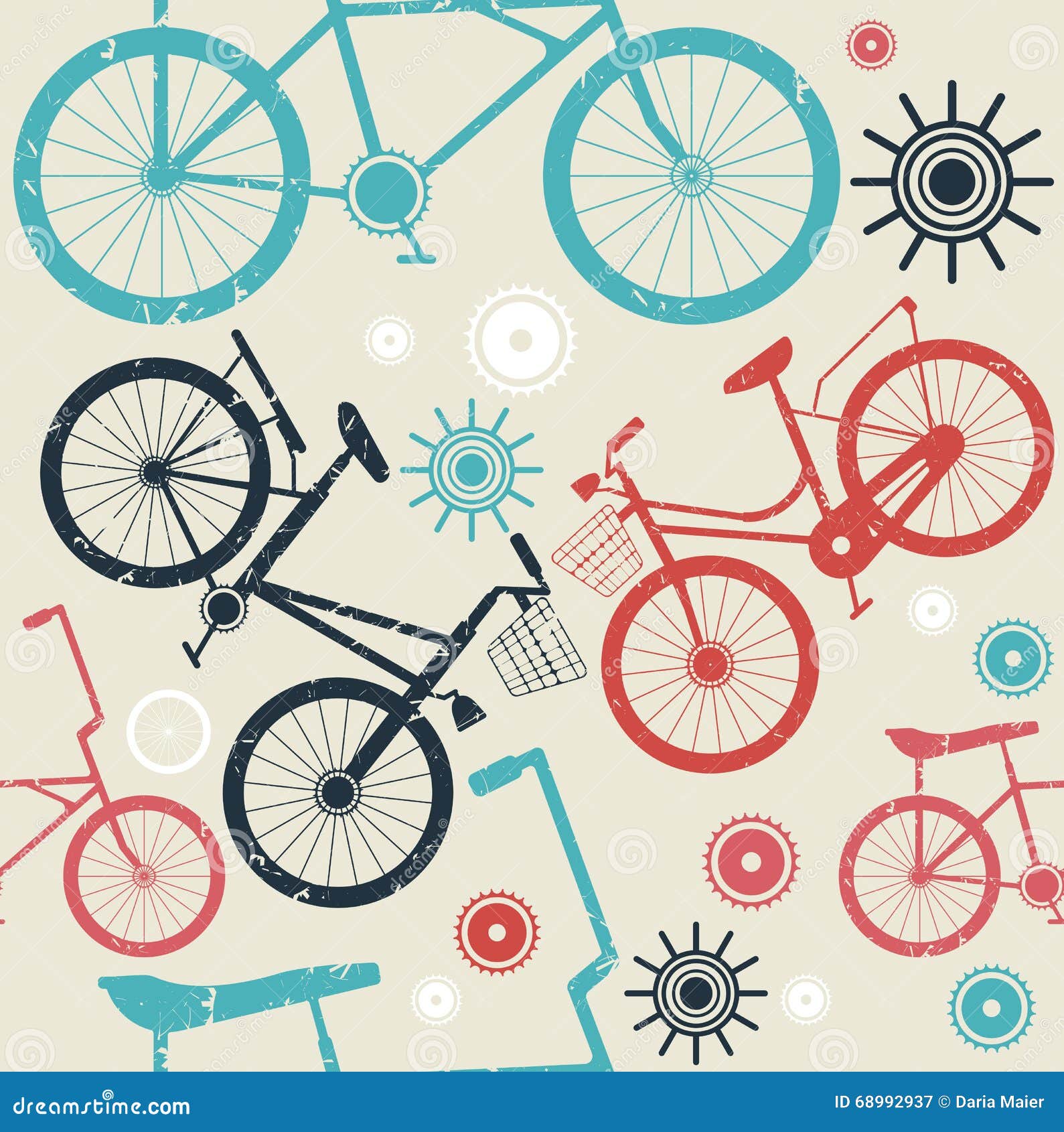 Seamless Pattern with Retro Bicycles Stock Vector - Illustration of ...