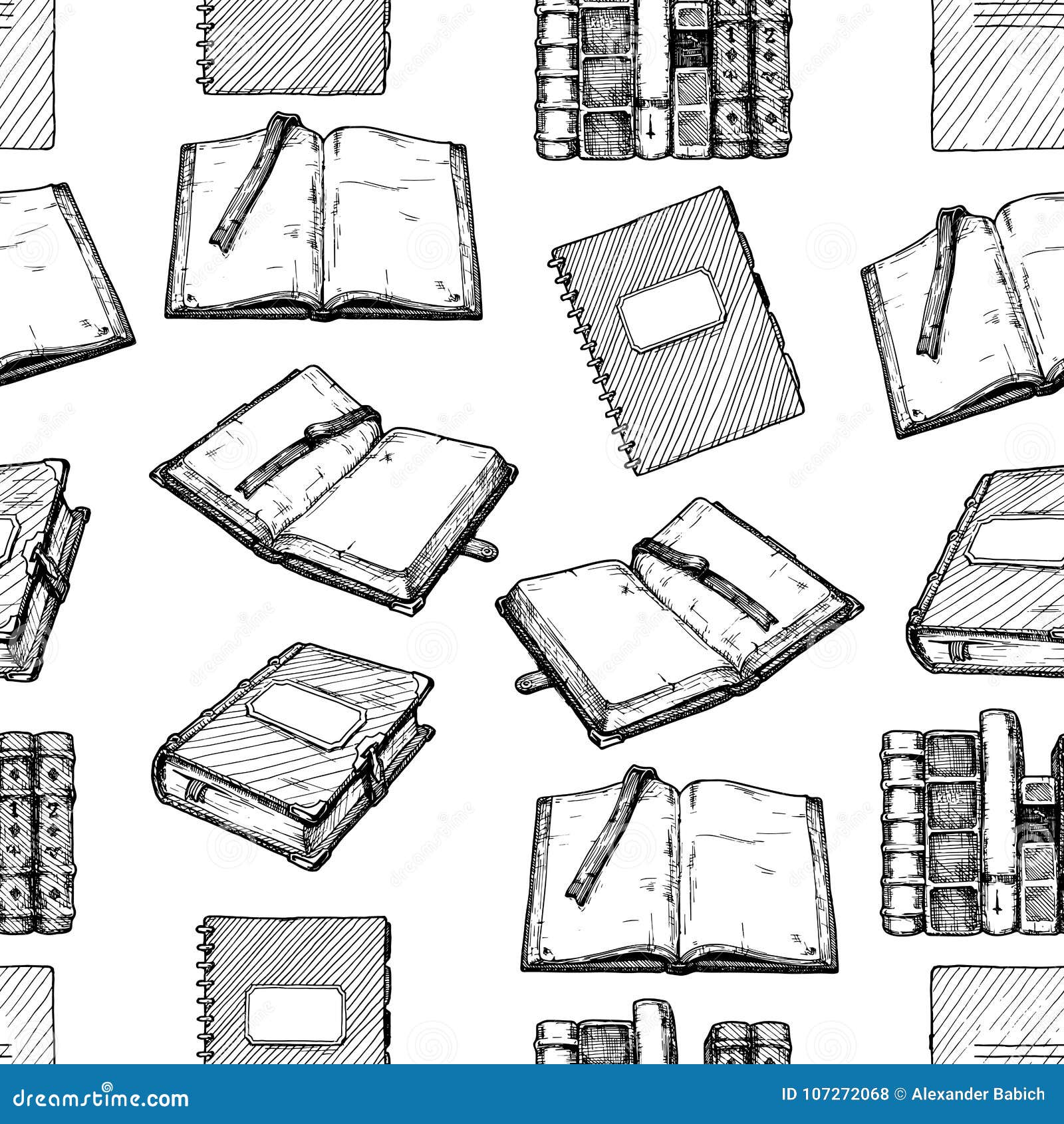 Pattern with vintage book stock vector. Illustration of knowledge ...