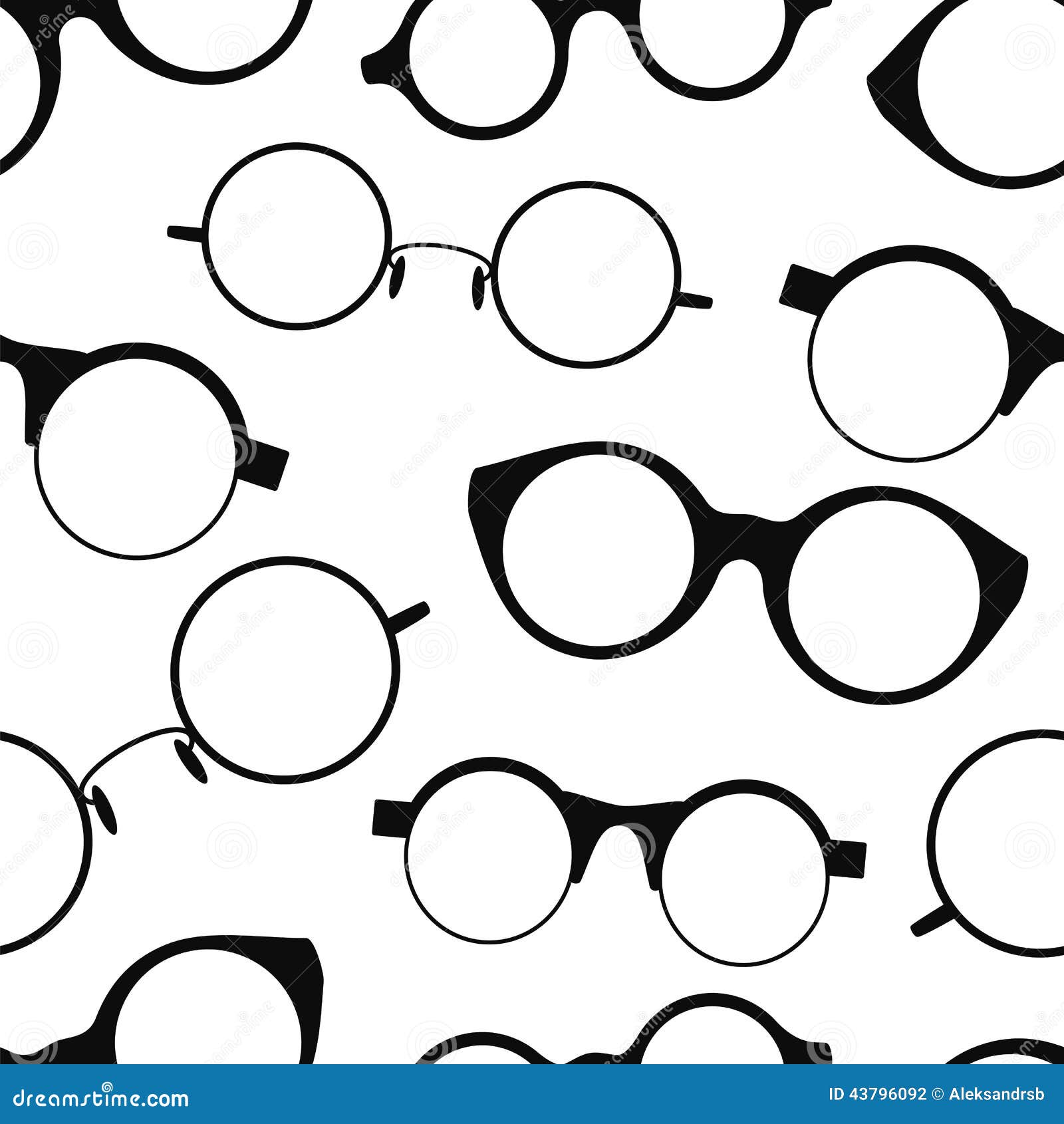 Seamless Pattern with Retro Glasses. Stock Vector - Illustration of ...