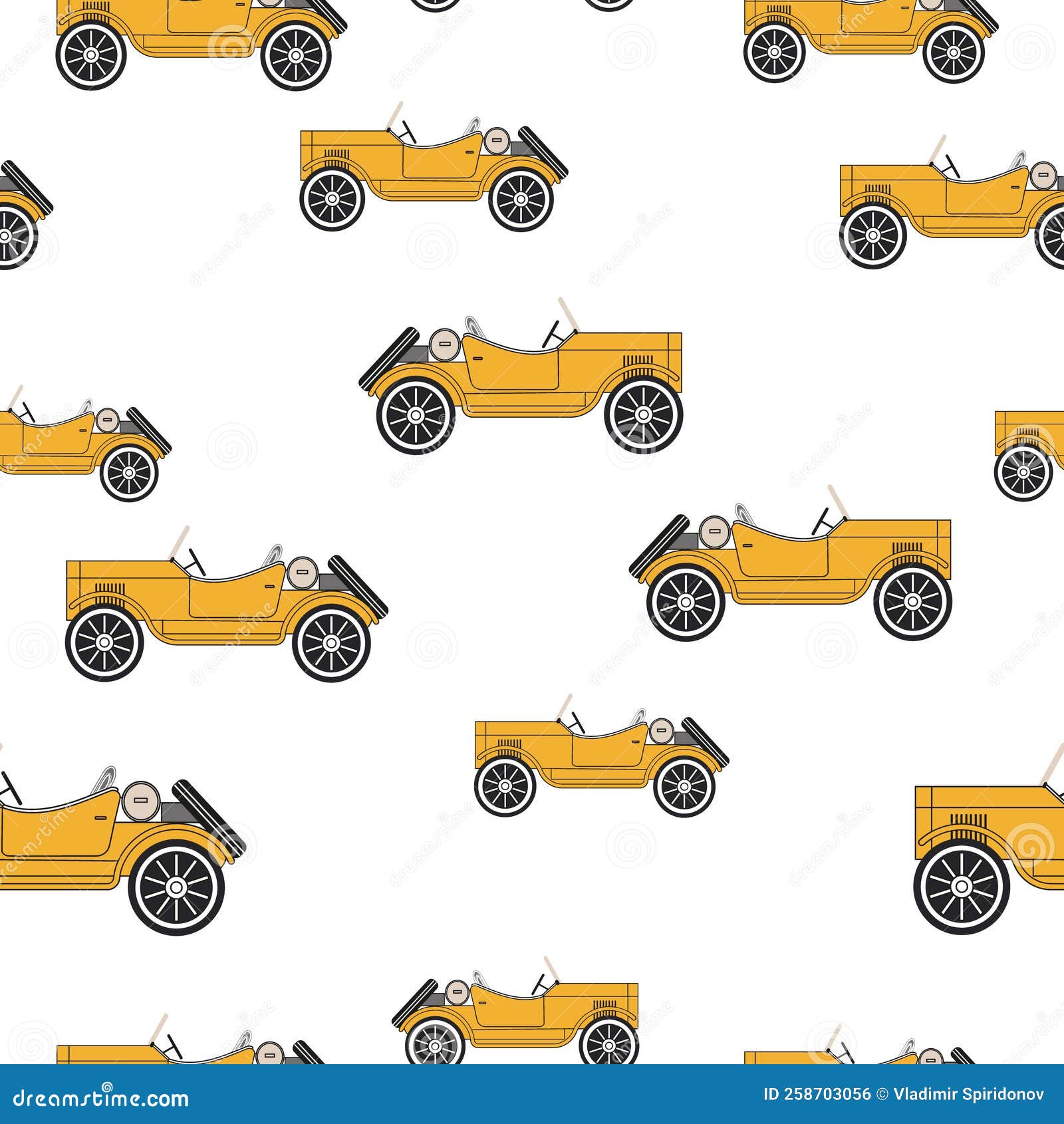 Seamless Pattern with Retro Race Car, Vector. Stock Vector ...