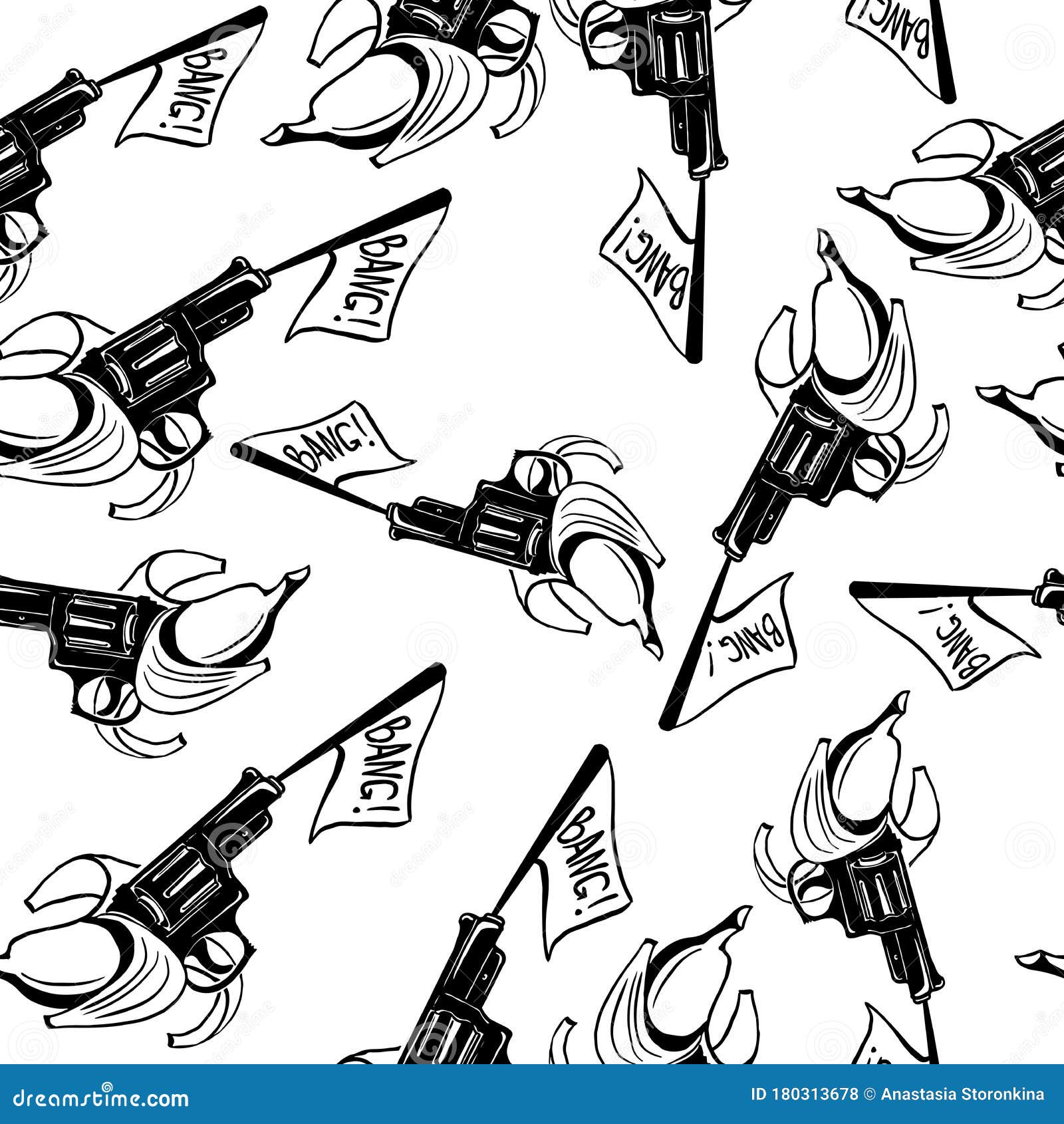Seamless Pattern with Revolver Trigger Bang Sketch Stock Vector ...