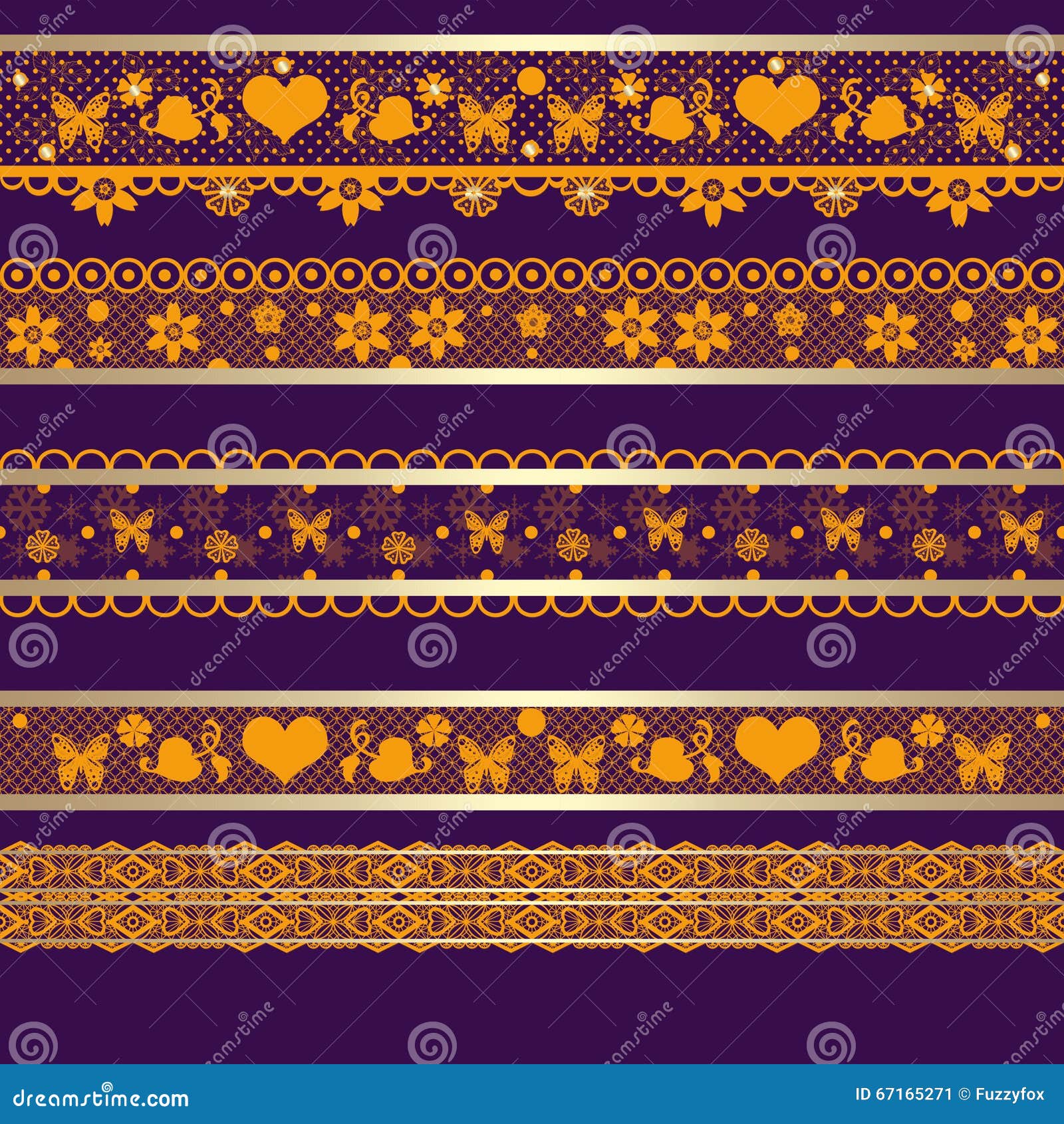 Seamless Pattern Ribbon with Orange Lace Background Stock Illustration ...