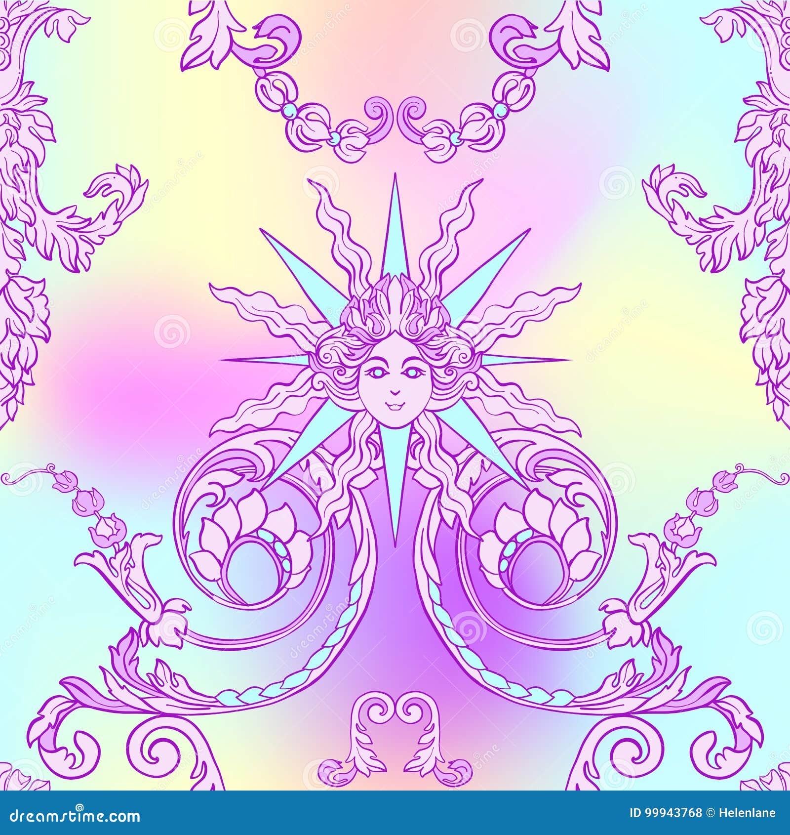 Seamless Pattern with Richly Decorated Rococo Style Floral Decor Stock ...