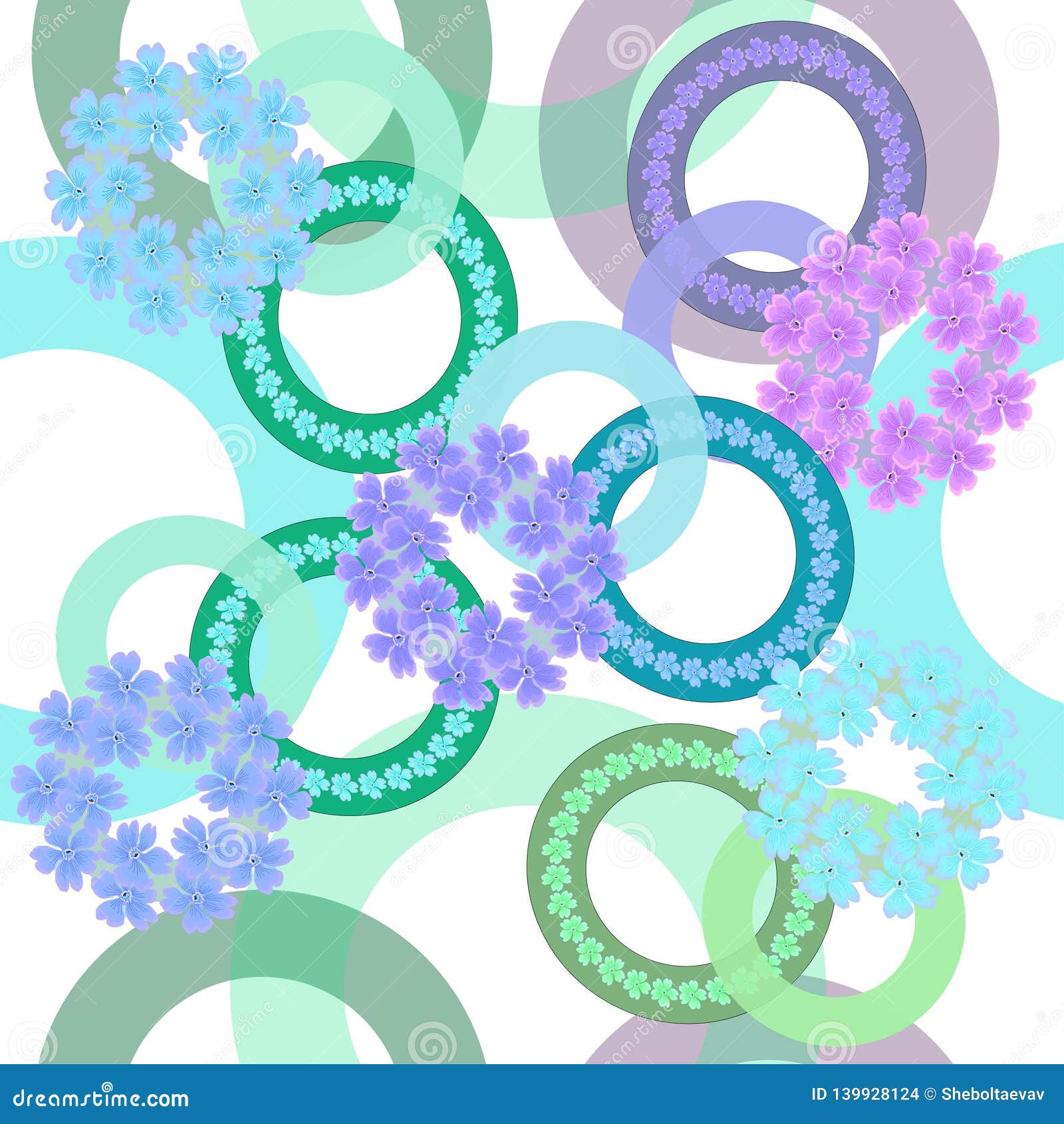 Seamless Pattern of Rings and Flowers in Pastel Colors on a Light ...