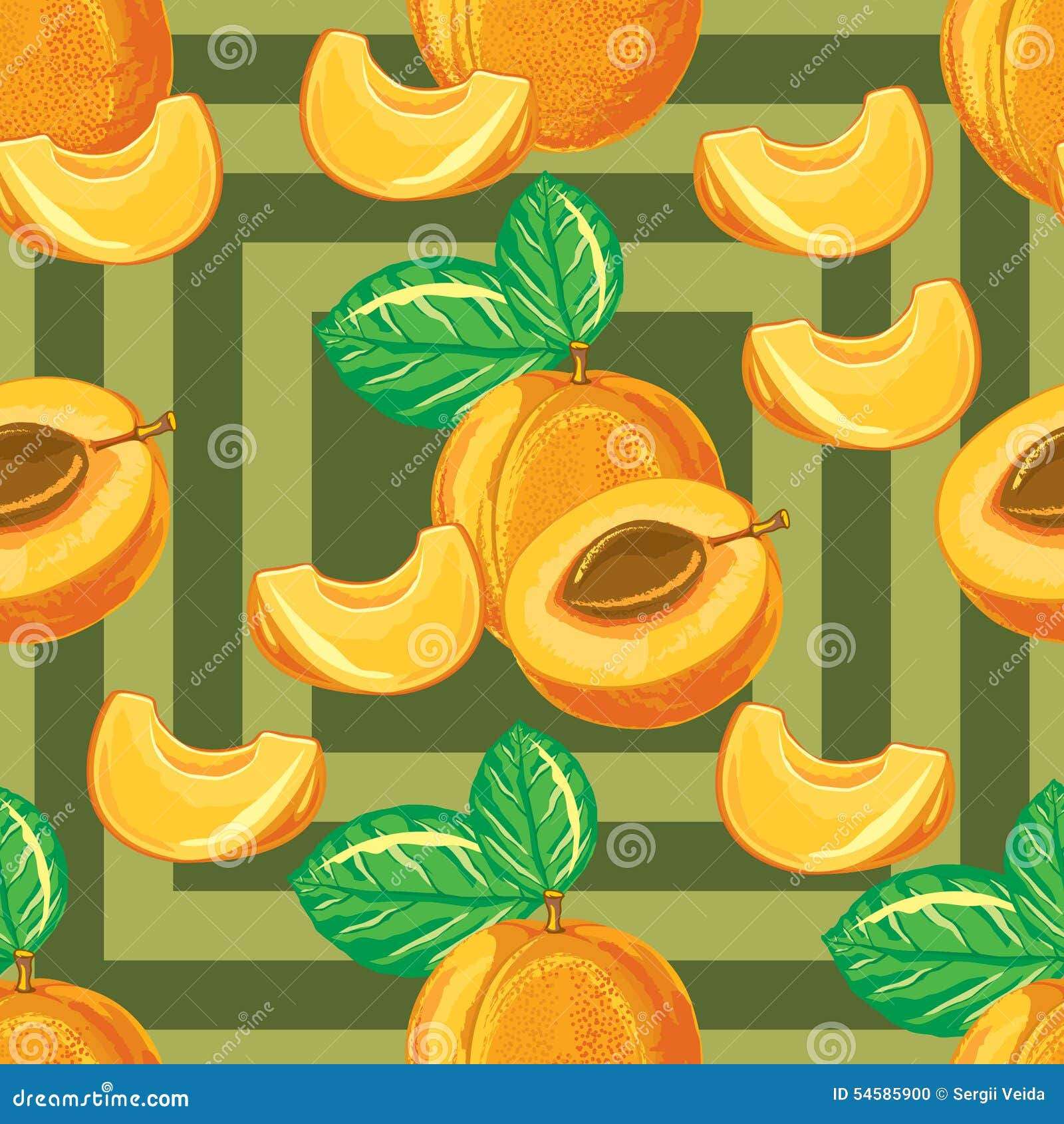 Seamless Pattern of Ripe Apricot Stock Vector - Illustration of menu ...
