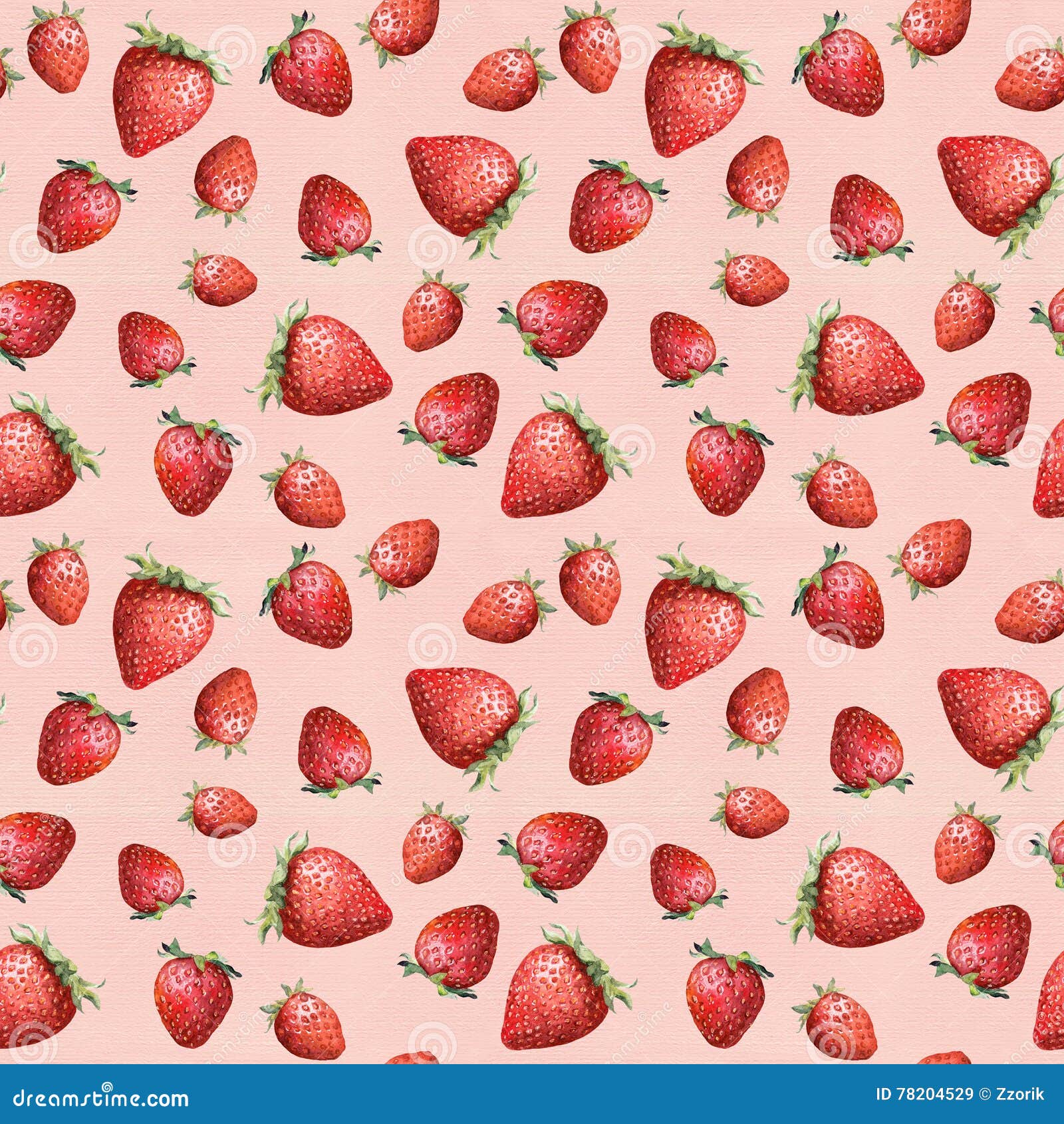 Seamless Pattern - Ripe Strawberry on Pink Background. Watercolour Art ...