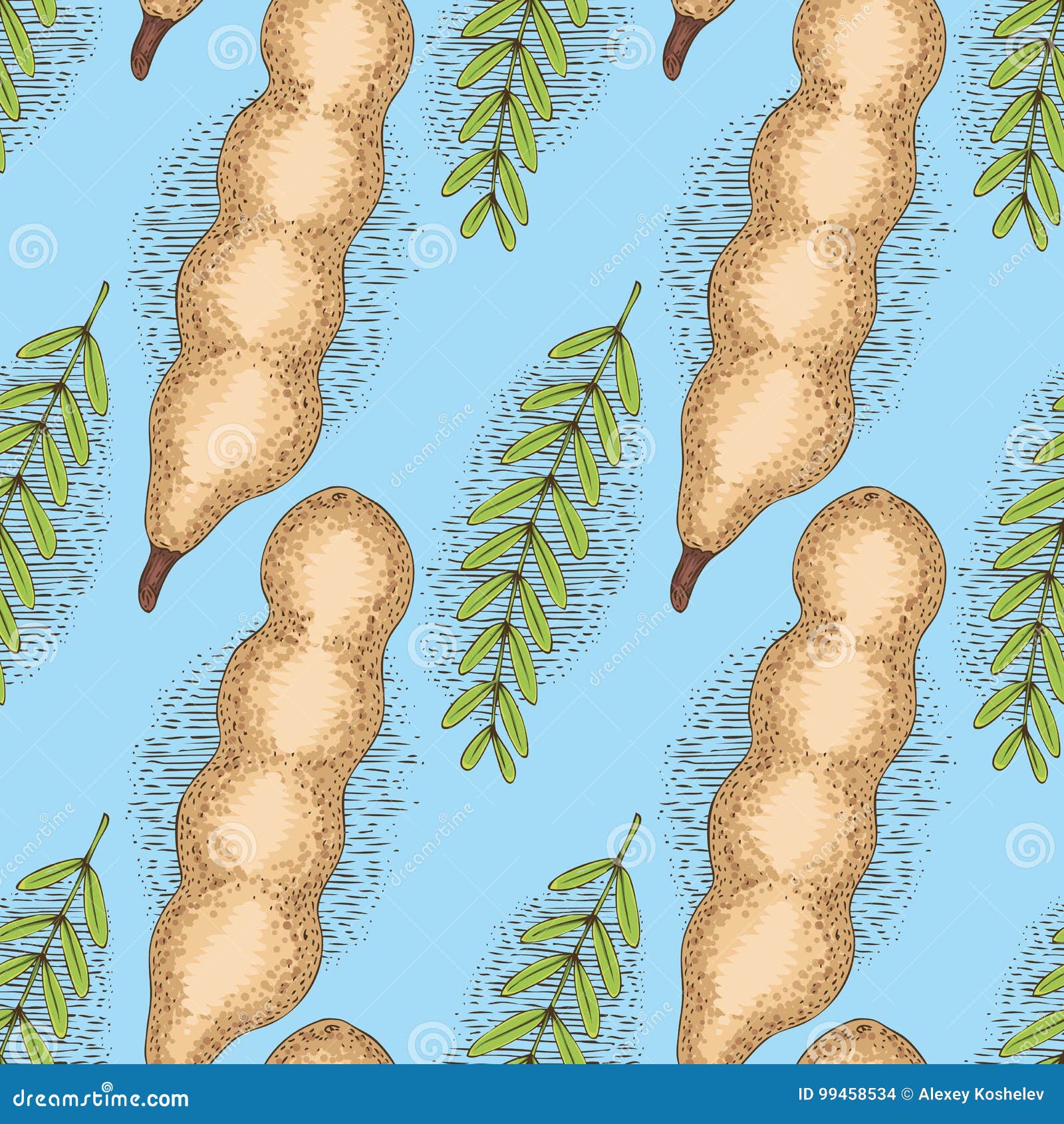 Seamless Pattern. Ripe Tamarind Stock Vector - Illustration of dessert ...