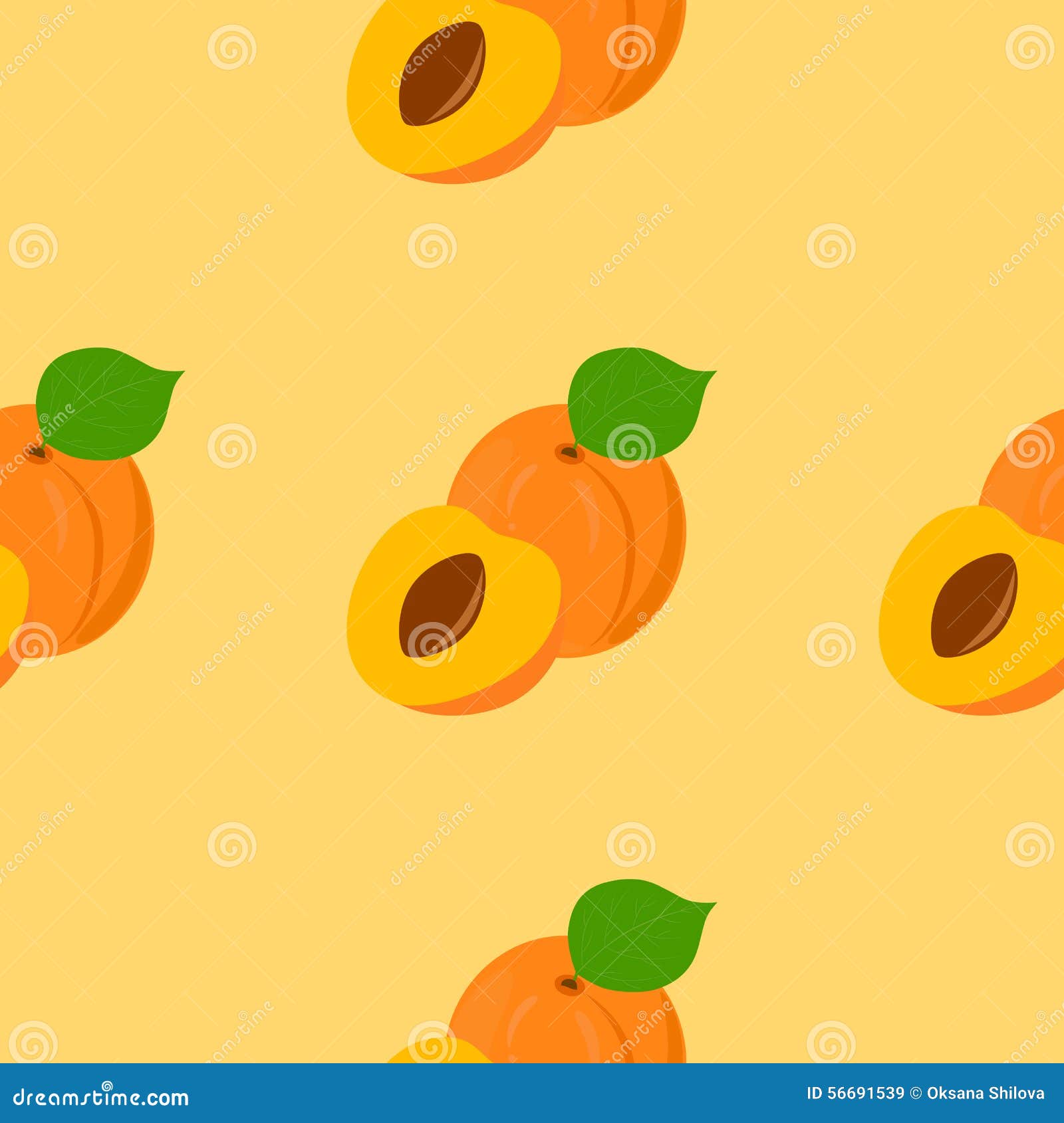 Seamless Pattern with Ripe Tasty Apricot. Stock Vector - Illustration ...