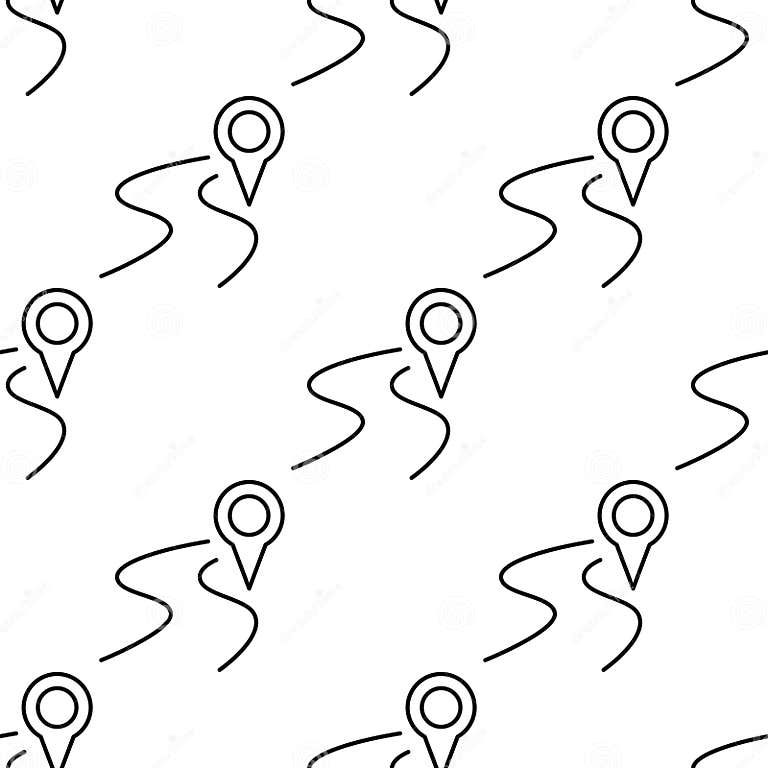 Seamless Pattern, Road Map Relocation. Map Marker Pointer Stock ...