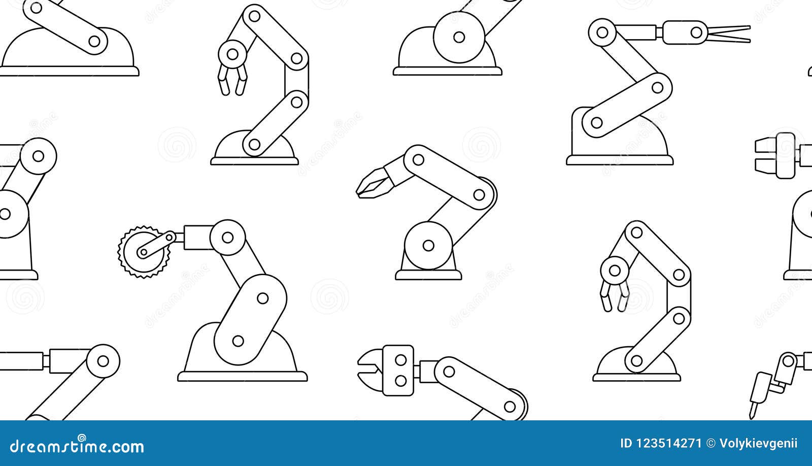 Seamless Pattern with Robotic Arms Stock Vector - Illustration of ...