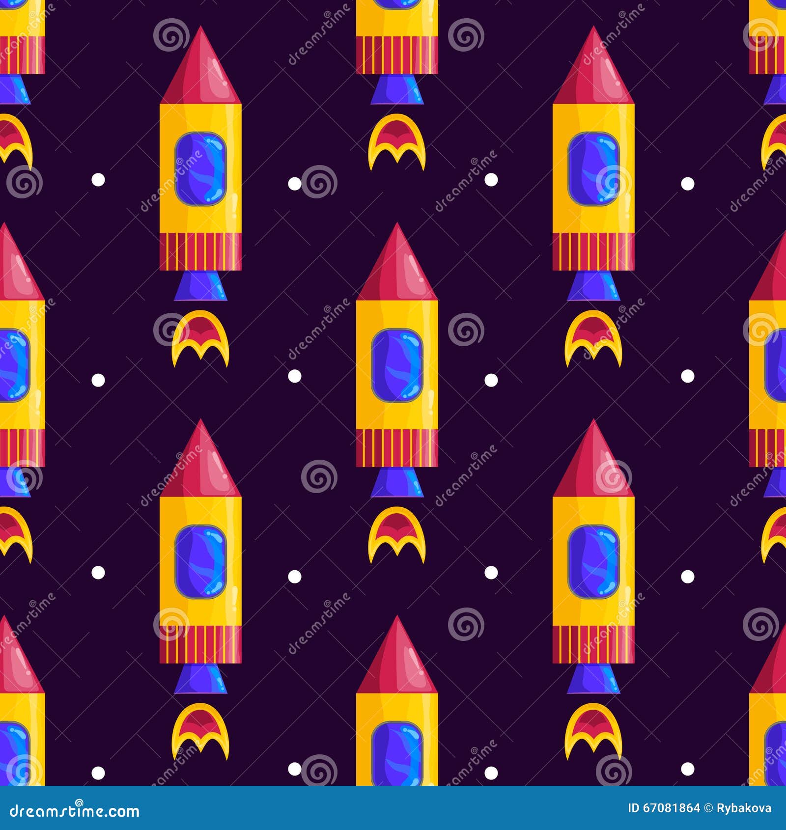 Seamless Pattern with Rockets Stock Illustration - Illustration of ...