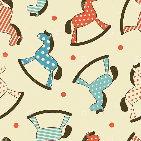 Seamless Pattern with Rocking Horses Stock Illustration - Illustration ...
