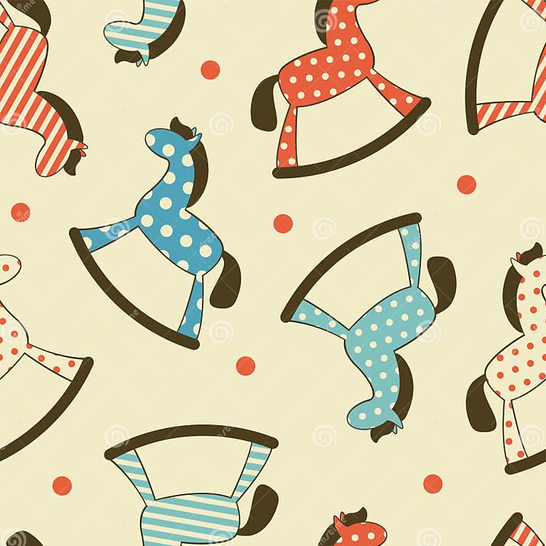 Seamless Pattern with Rocking Horses Stock Illustration - Illustration ...