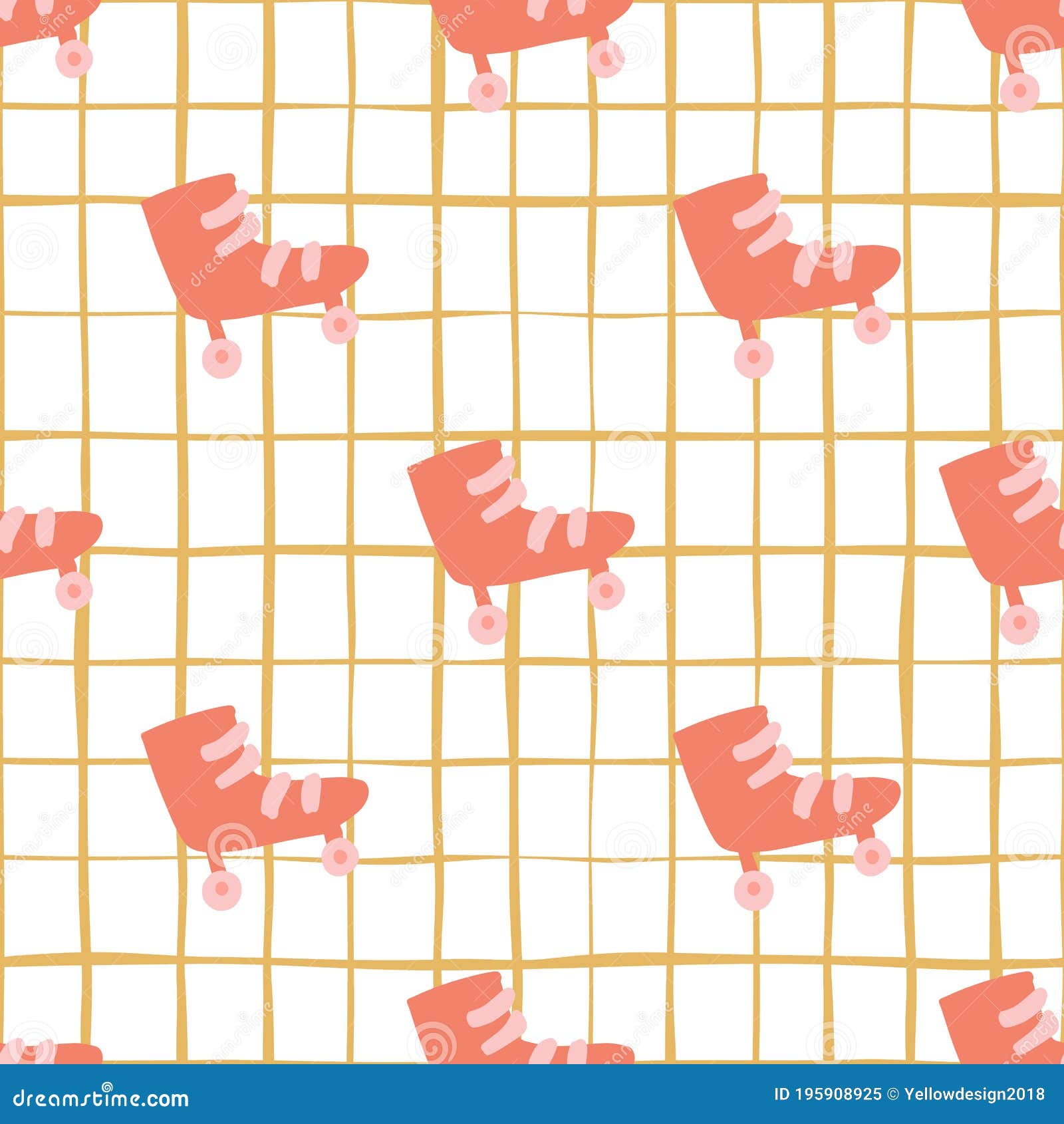 Seamless Pattern with Roller Silhouettes. Red Disco Ornament on White ...