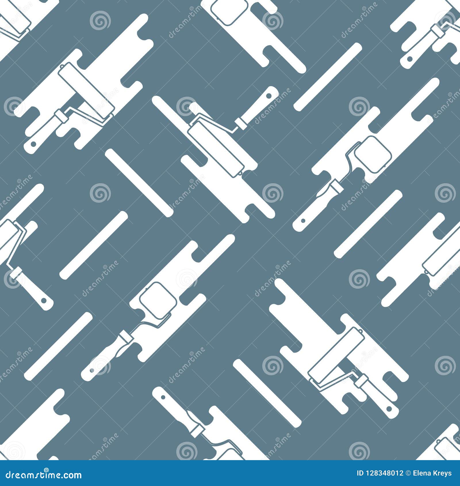 Seamless Pattern of Rollers for Paint and Paint Spots. Stock Vector ...