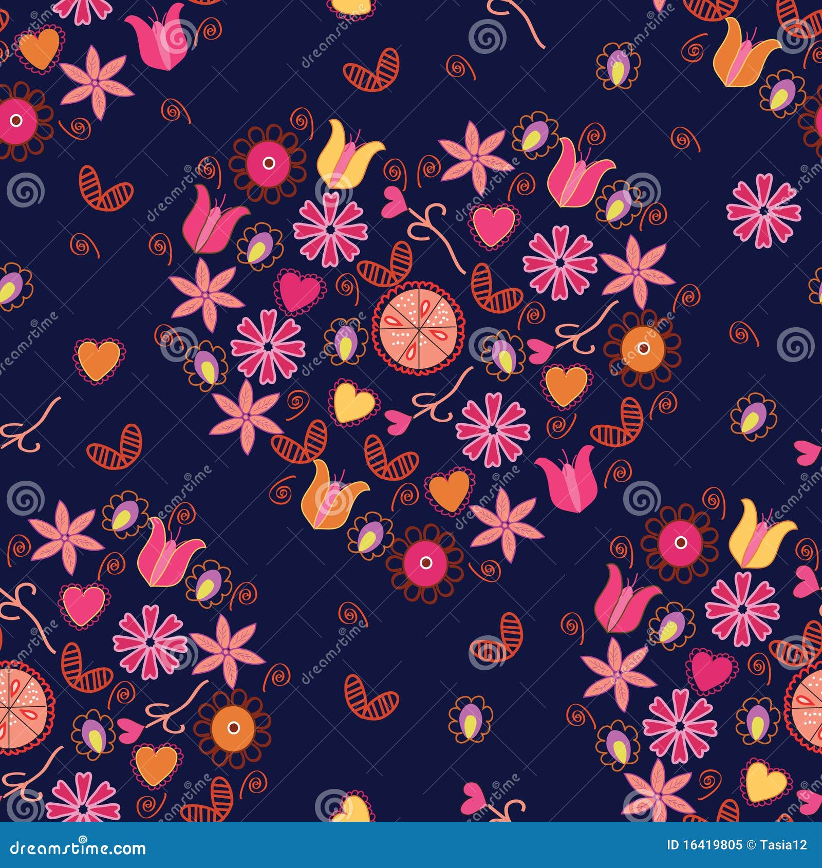Seamless Pattern with Romantic Hearts Stock Vector - Illustration of ...