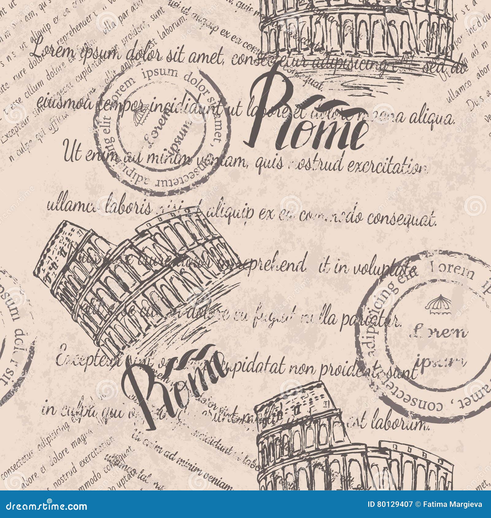 Seamless pattern Rome stock vector. Illustration of historical - 80129407