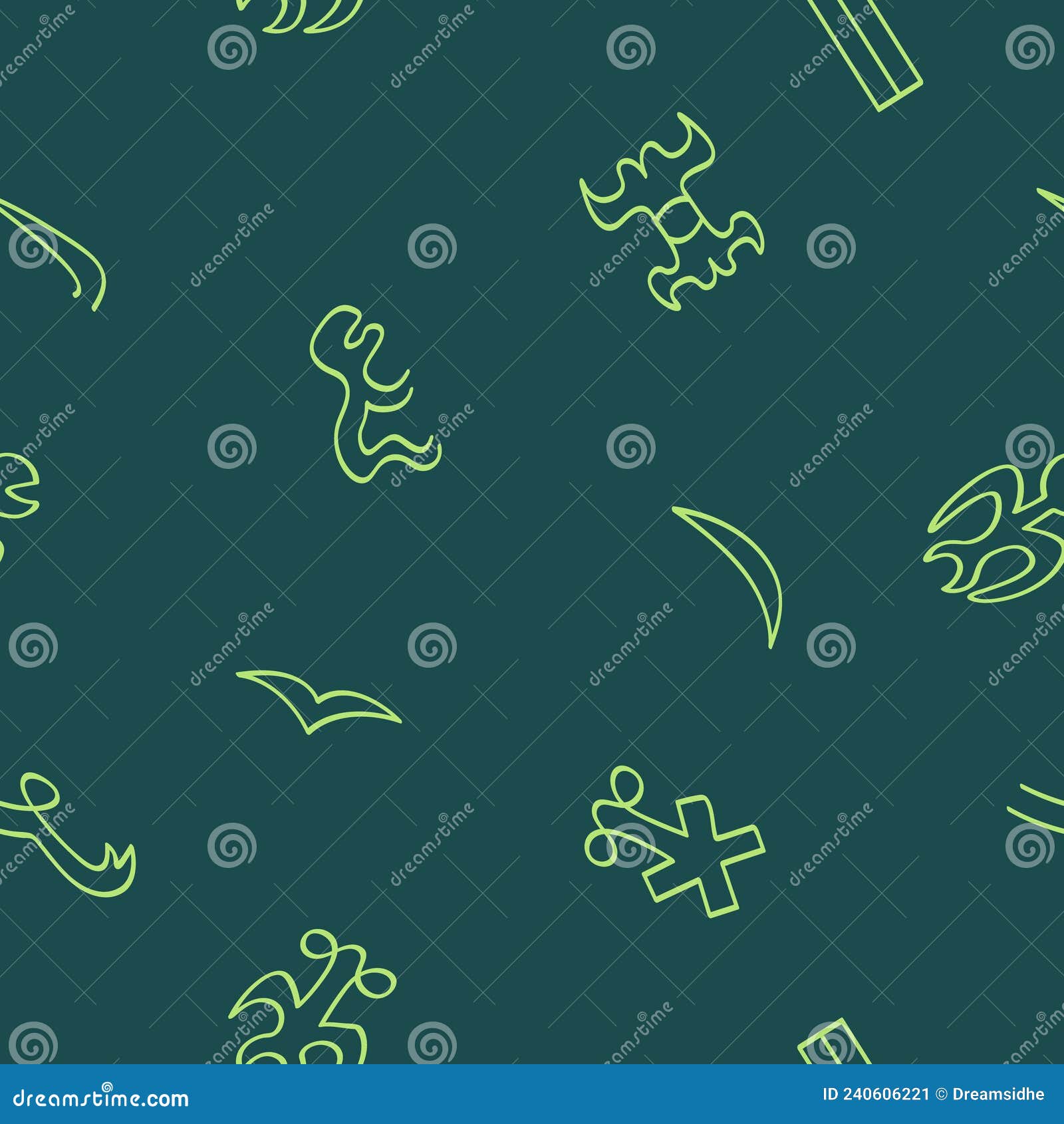 Seamless Pattern with Rongorongo Glyphs Stock Vector - Illustration of ...