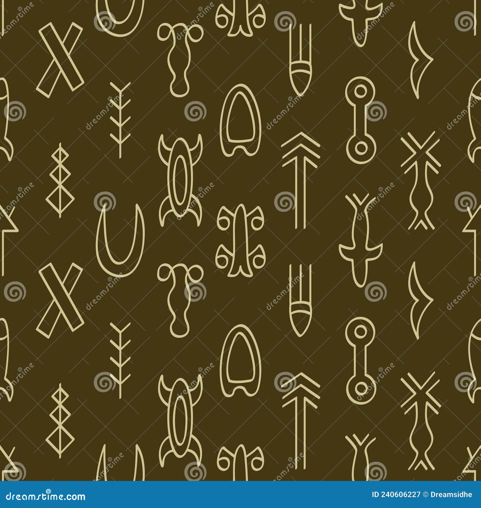 Seamless Pattern with Rongorongo Glyphs Stock Vector - Illustration of ...