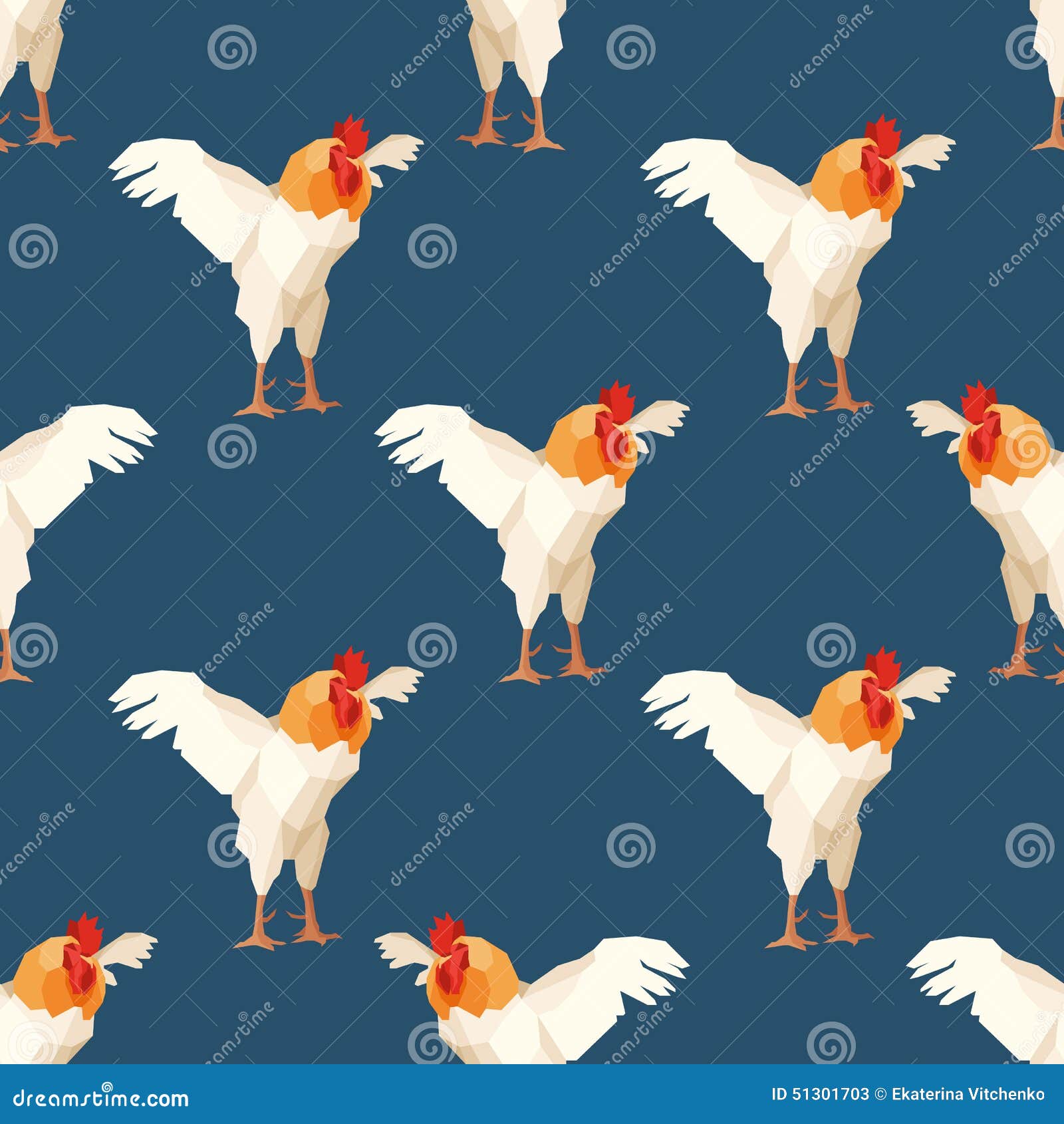 Seamless Pattern with Rooster 1 Stock Vector - Illustration of beak ...
