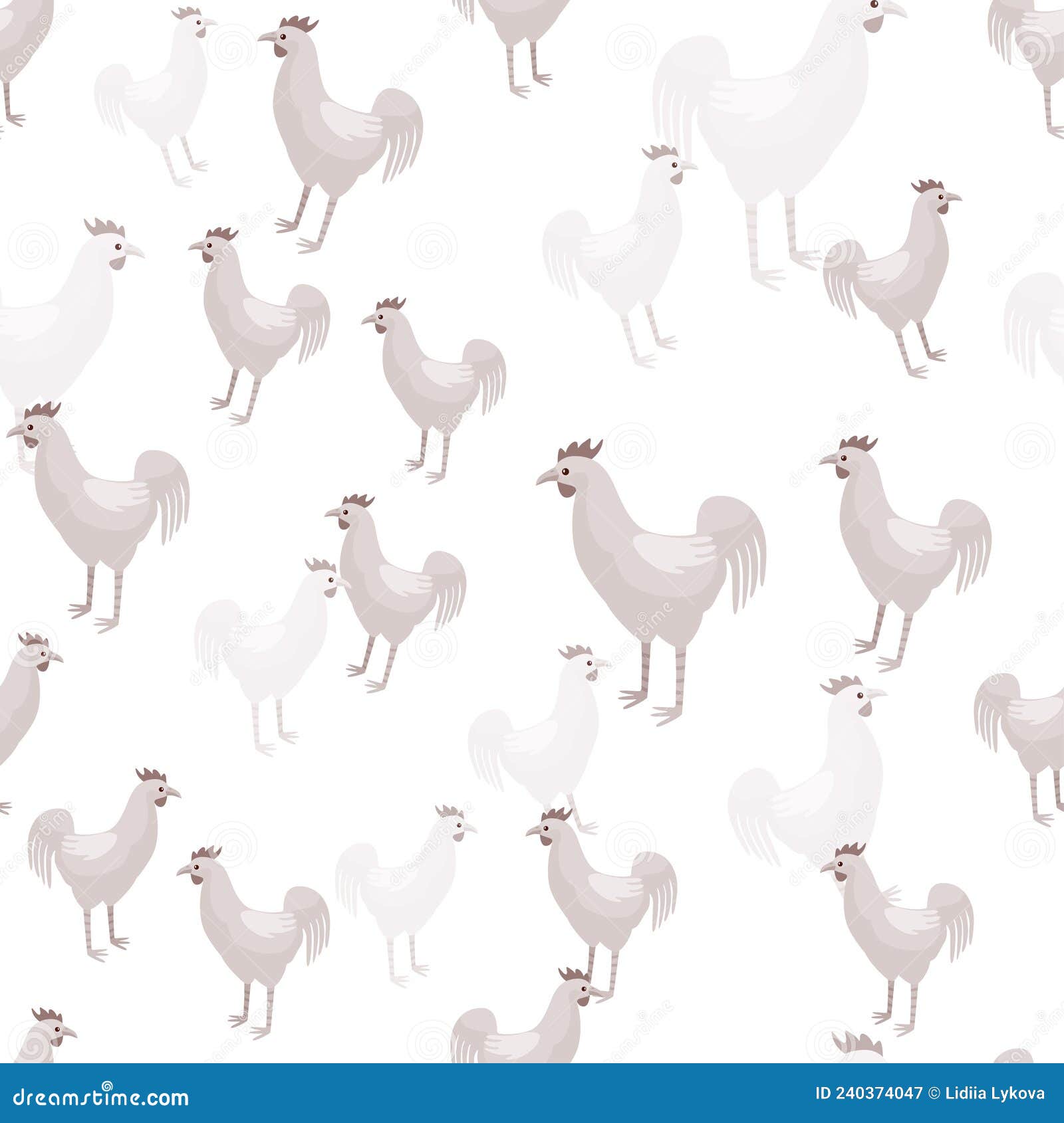 Seamless Pattern of Rooster. Domestic Animals on Colorful Background ...