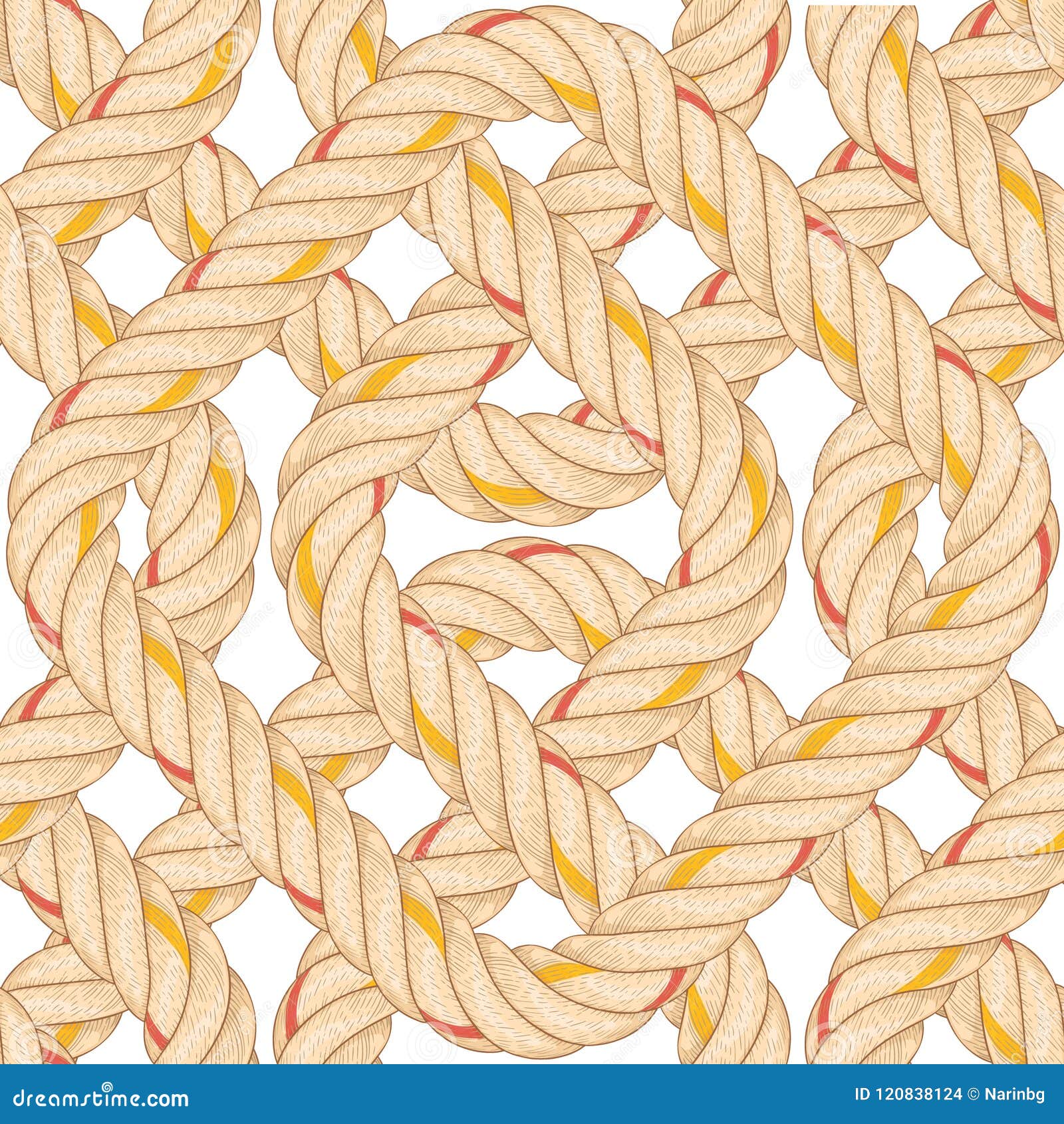 Seamless Pattern with Rope Bending. Stock Vector - Illustration of knot ...