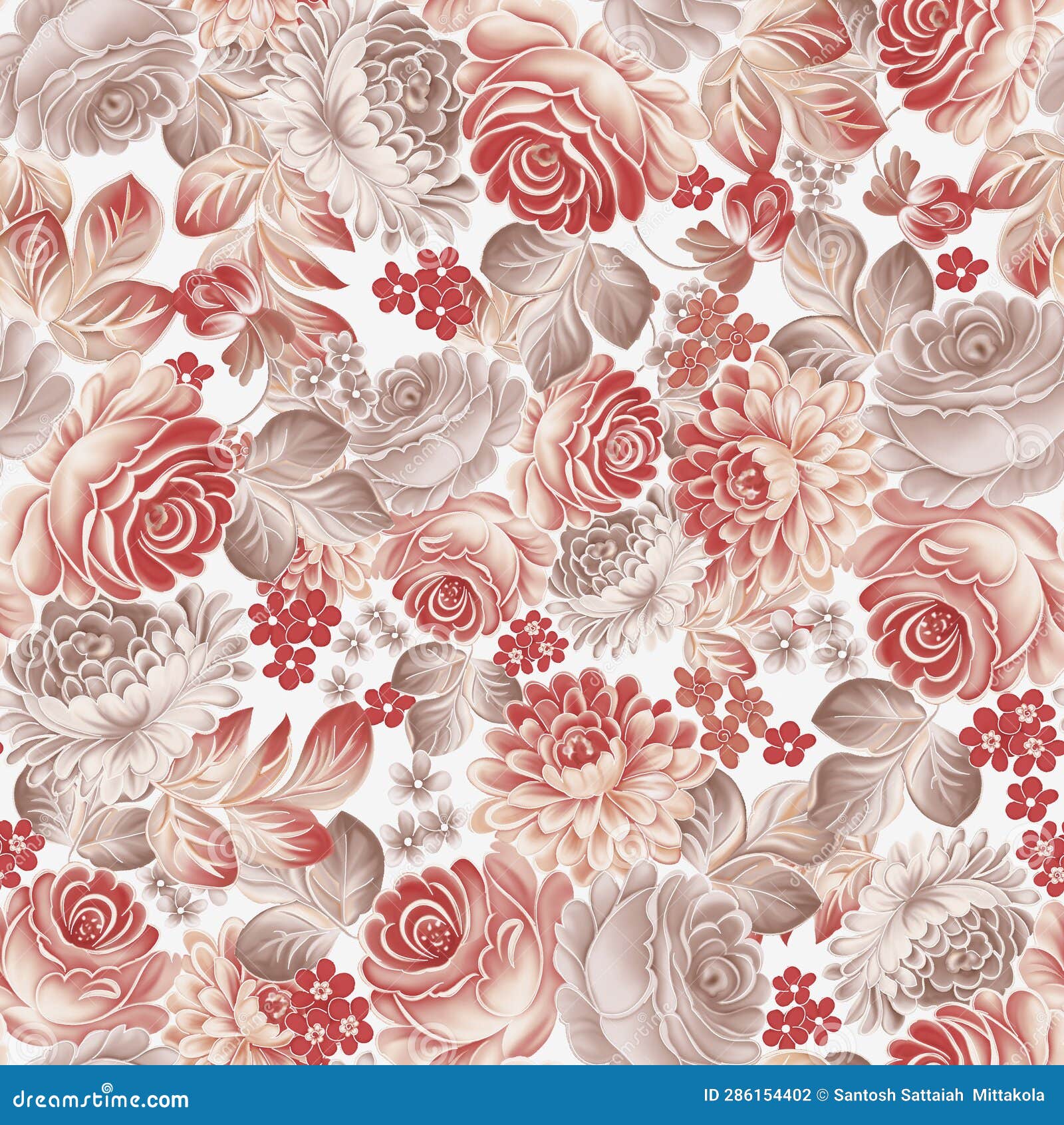 Seamless Pattern of a Rose Flower with Background Stock Illustration ...
