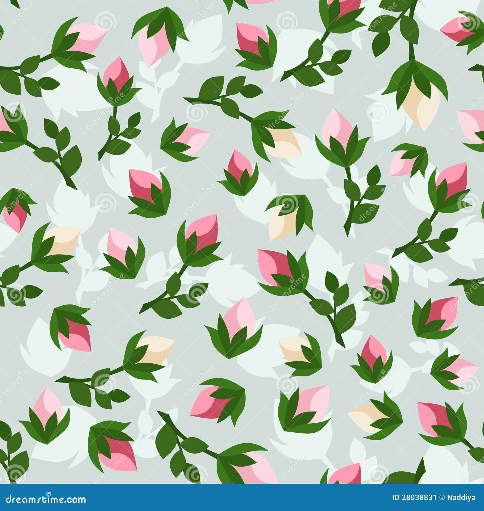 Seamless Pattern with Rosebuds. Stock Illustration - Illustration of ...