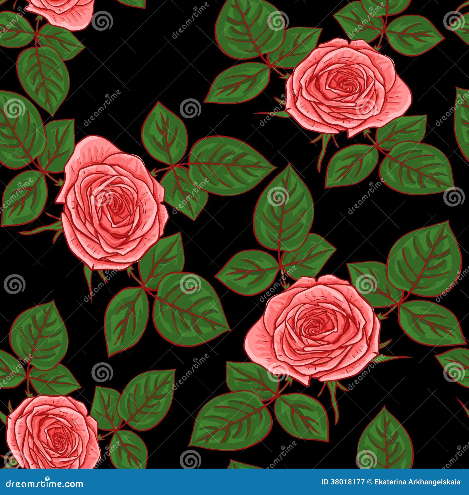 Seamless Pattern with Roses Stock Vector - Illustration of pattern ...