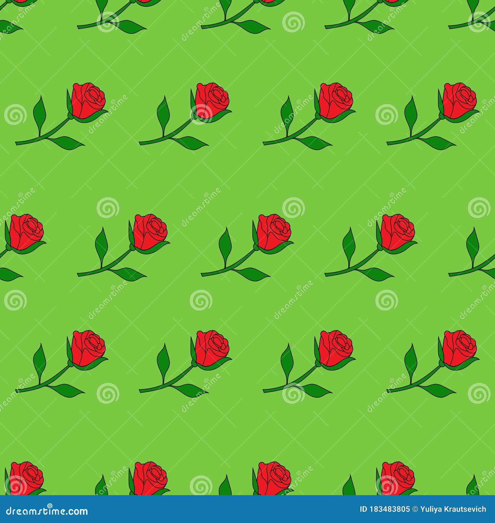 Seamless Pattern with Roses. Drawing by Hand. Vector Illustration Stock ...