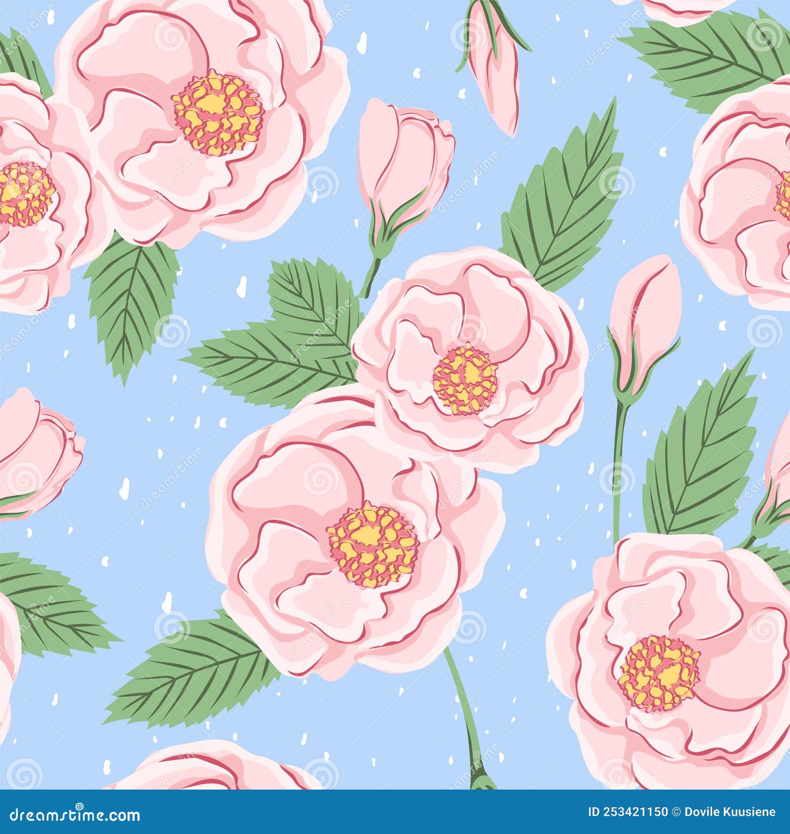 Seamless Pattern with Roses. Floral Background. Vector Illustration ...