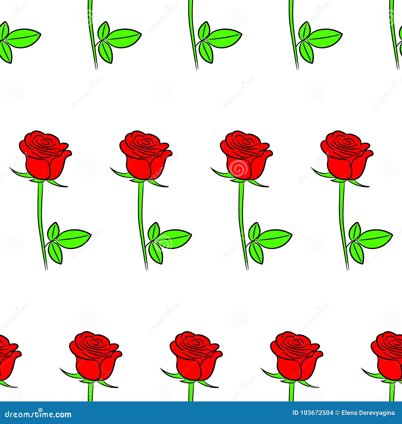 Seamless Pattern from Roses Flowers of Contour Vector Stock Vector ...