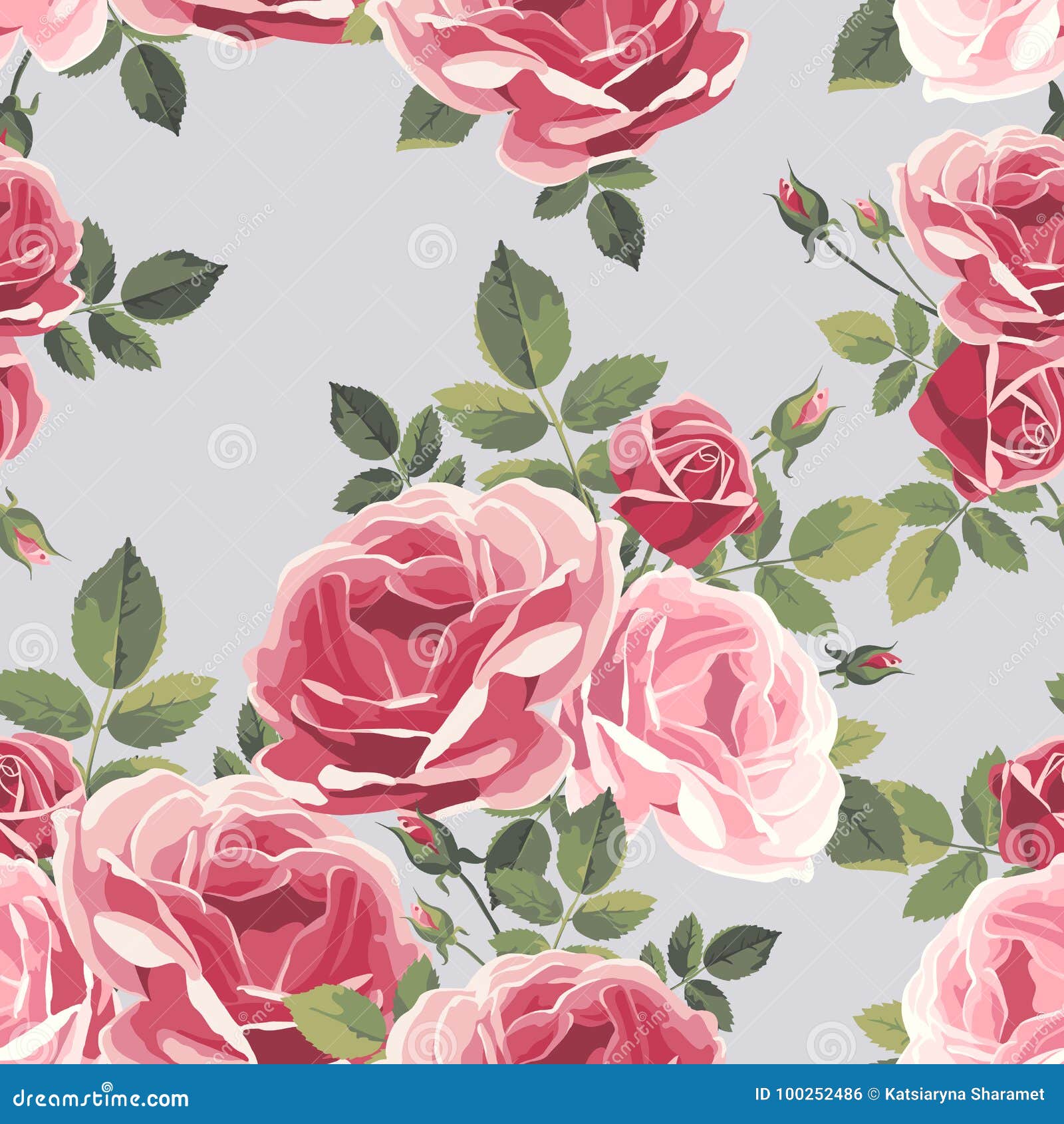 Seamless Pattern with Roses. Vintage Floral Background Stock Vector ...