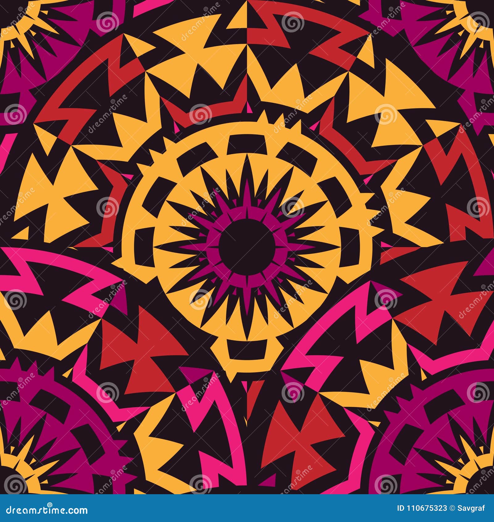 Seamless Pattern with Rotated Tribal Elements Stock Vector ...