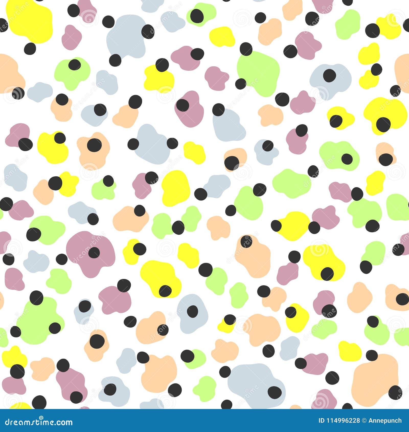Seamless Pattern with Round Dots and Abstract Shapes. Drawn by Hand ...