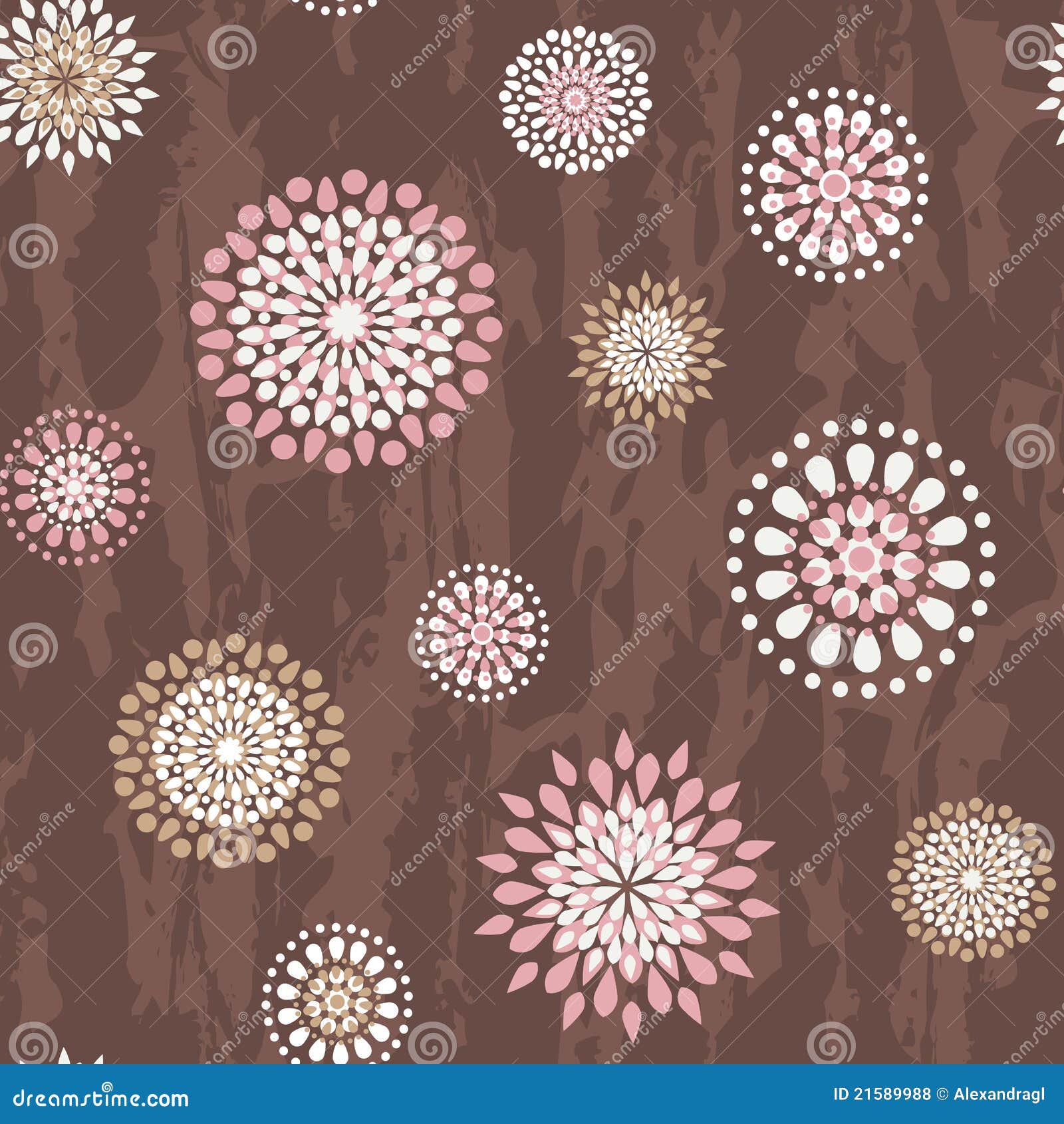 Seamless Pattern with Round Flowers Stock Vector - Illustration of ...