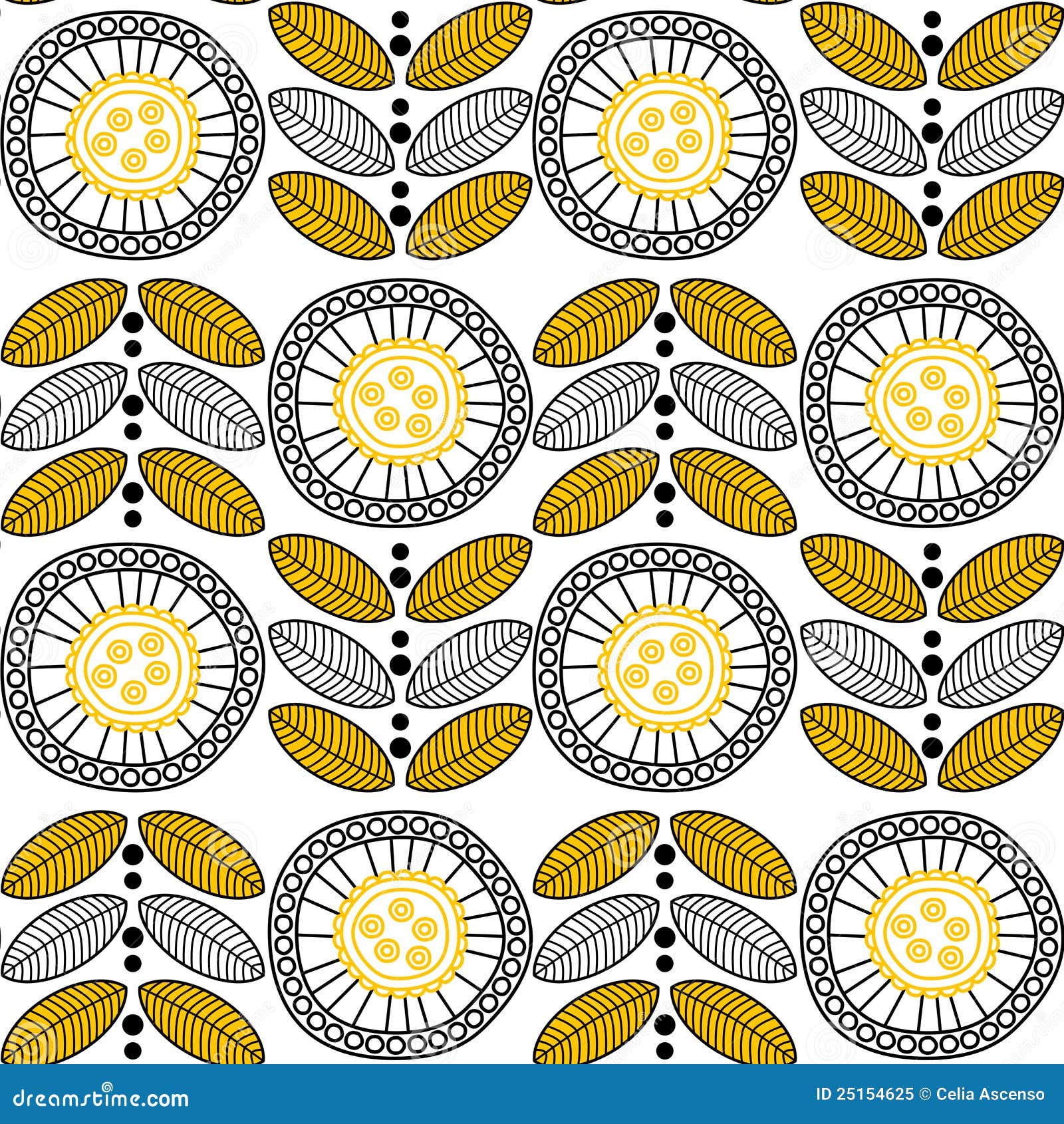 Seamless Pattern Round Flowers Stock Illustration - Image: 25154625