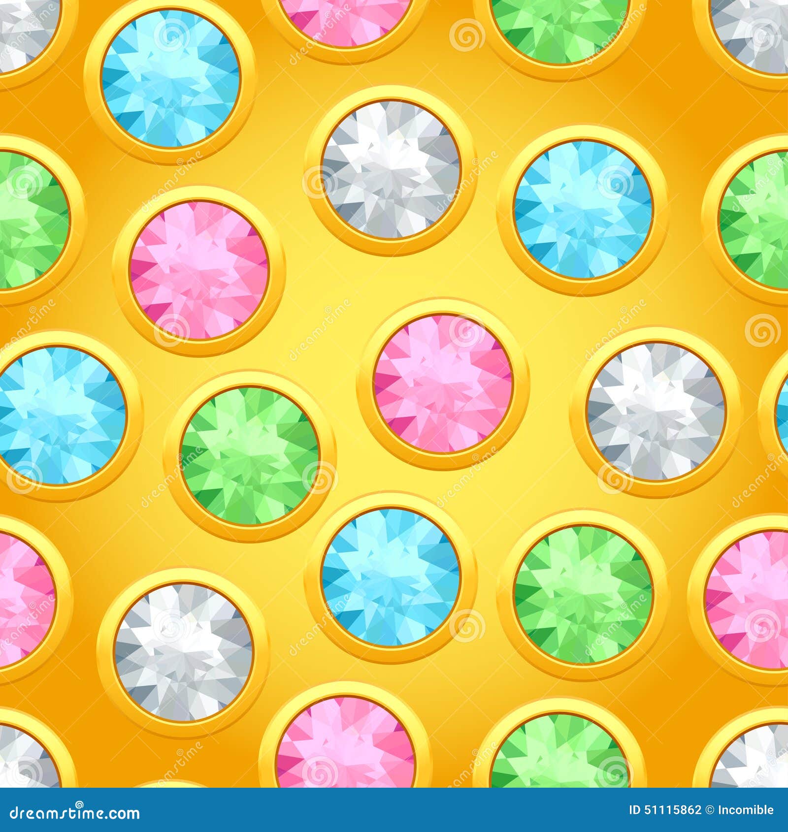 Seamless Pattern with Round Jewels Stock Vector - Illustration of gold ...