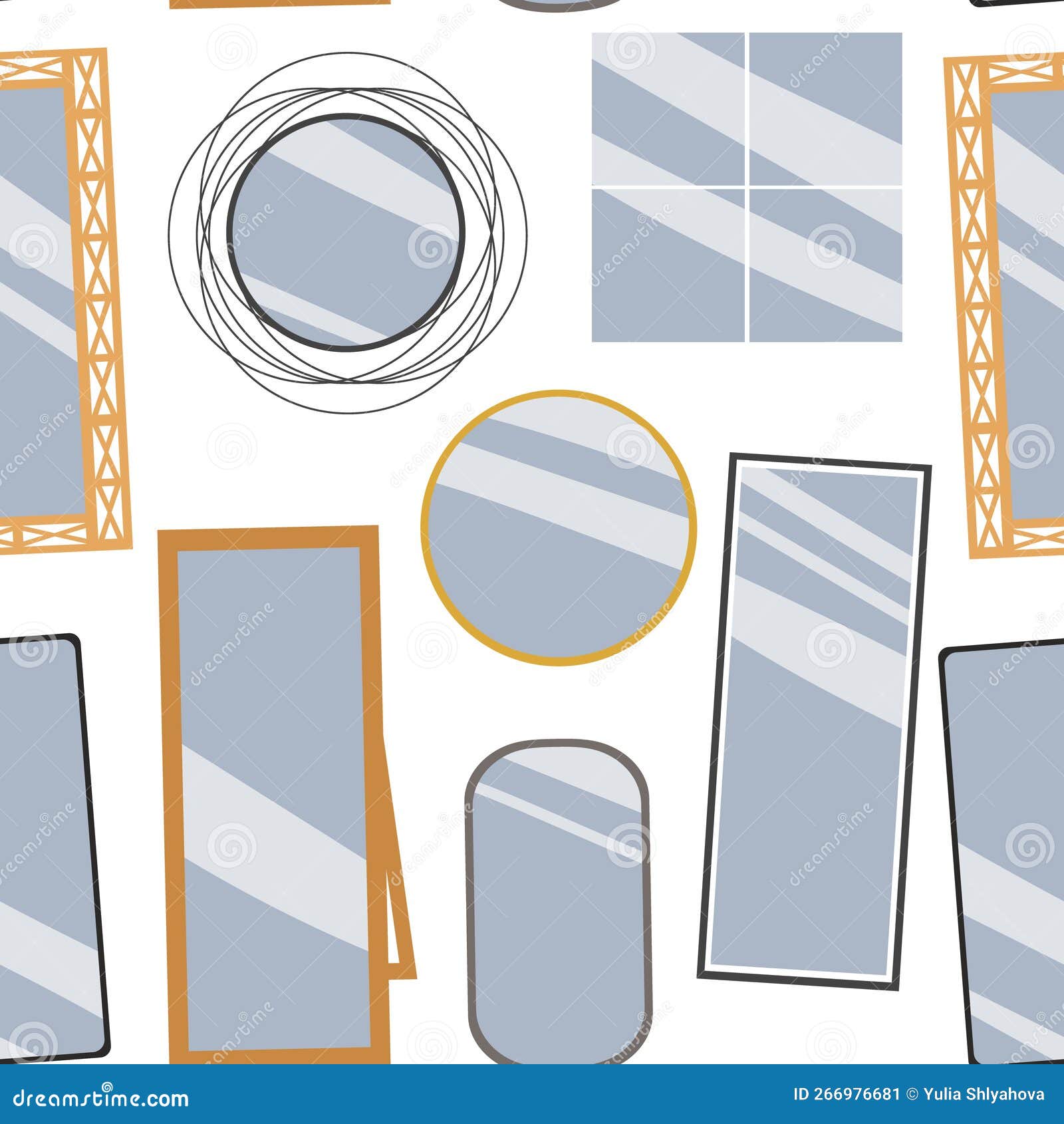 Seamless Pattern with Round and Rectangular Reflective Surfaces. Stock ...