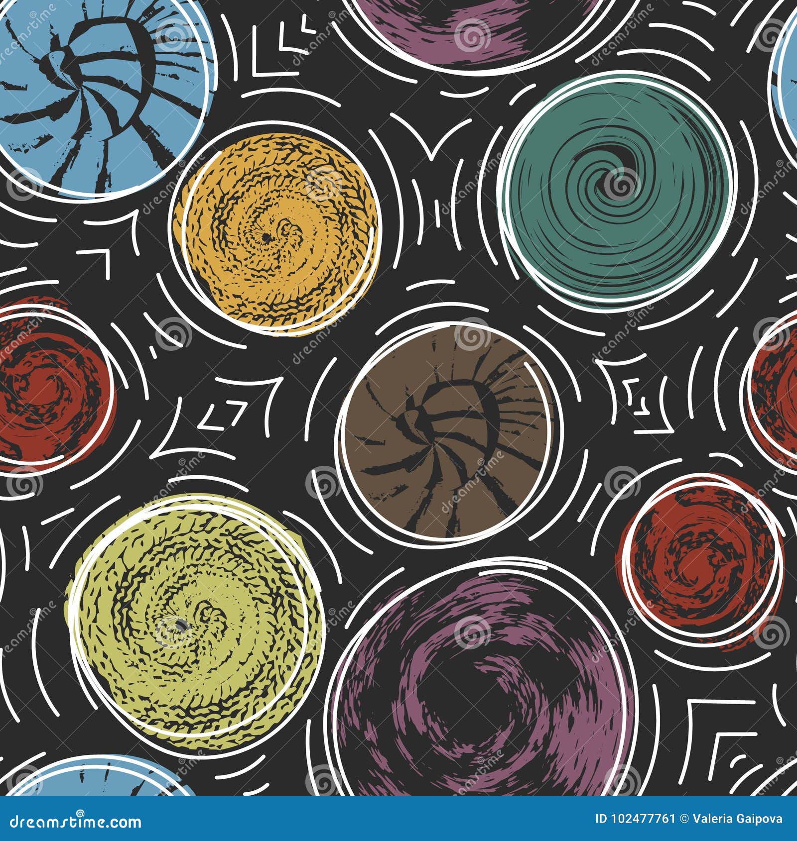 Seamless Pattern with Round Textured Stains. Stock Vector ...