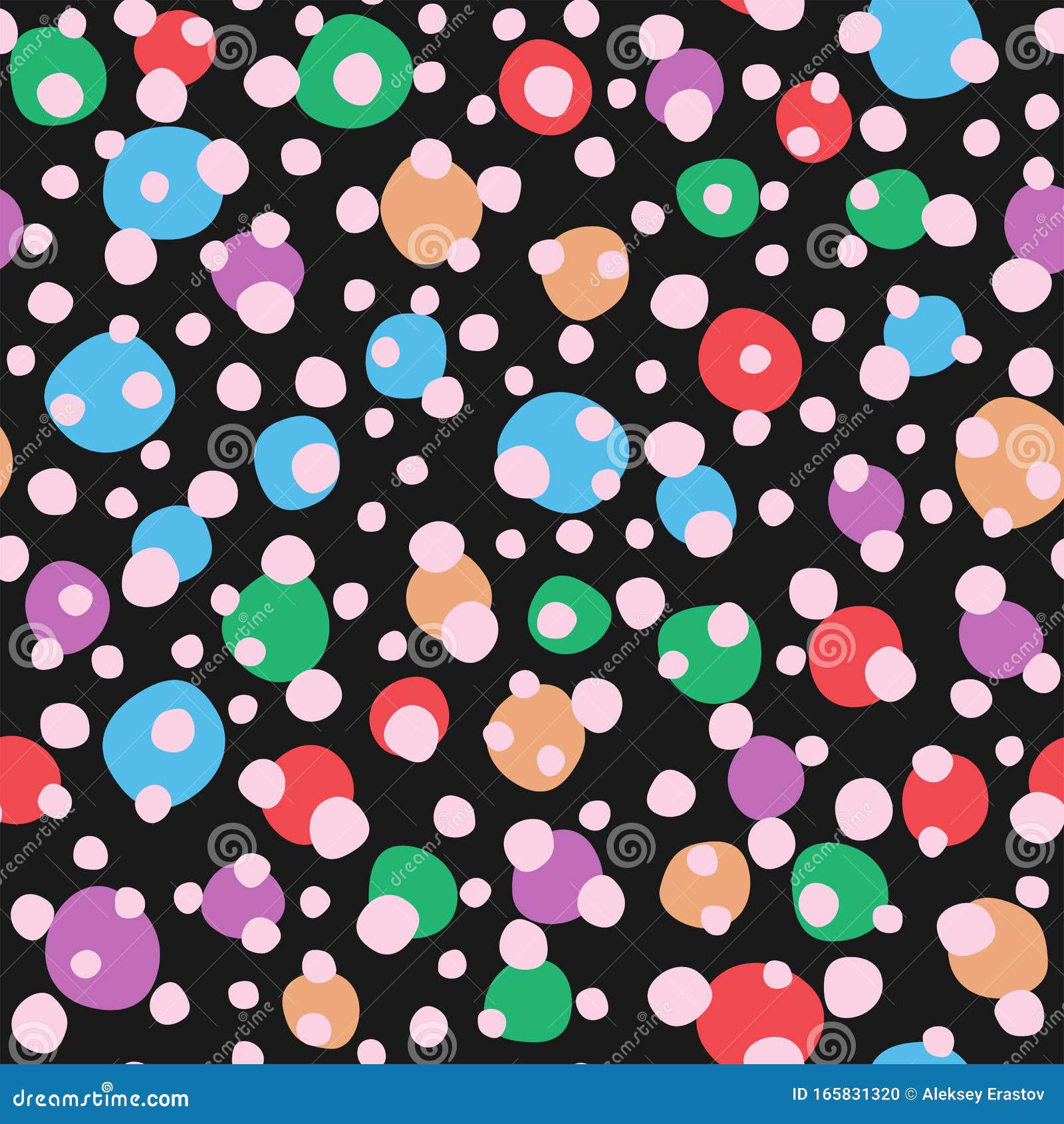 Seamless Pattern With Rounded Spots On Dark Background Irregular
