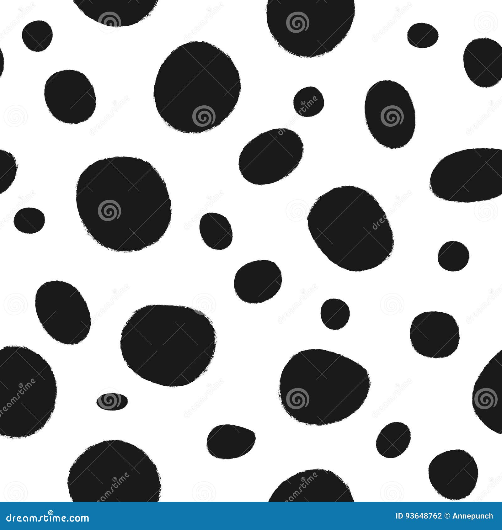 Seamless Pattern with Rounded Spots. Grunge, Sketch, Ink Stock Vector ...