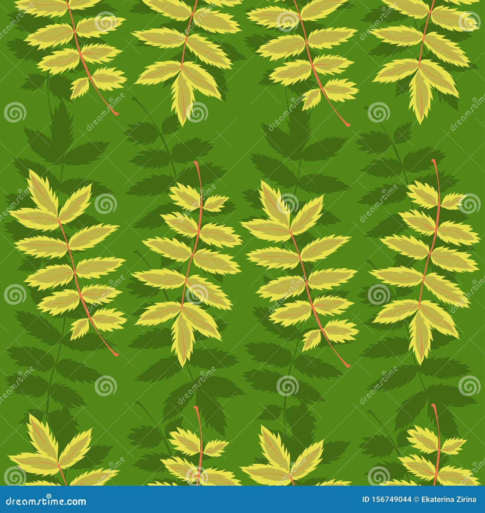 Seamless Pattern with Rowan Leaves. Vector Graphics Stock Illustration ...