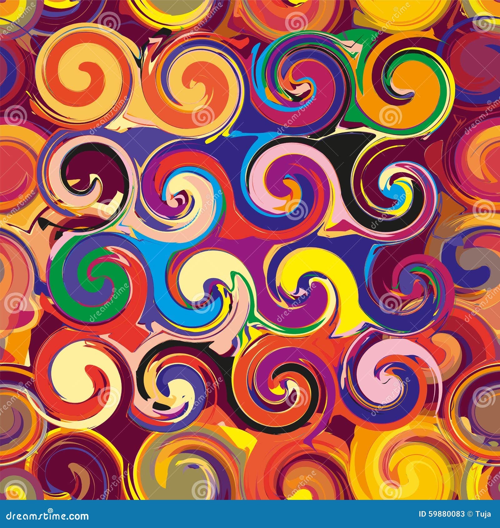 Seamless Pattern with Rows of Colorful Swirl Elements Stock Vector ...