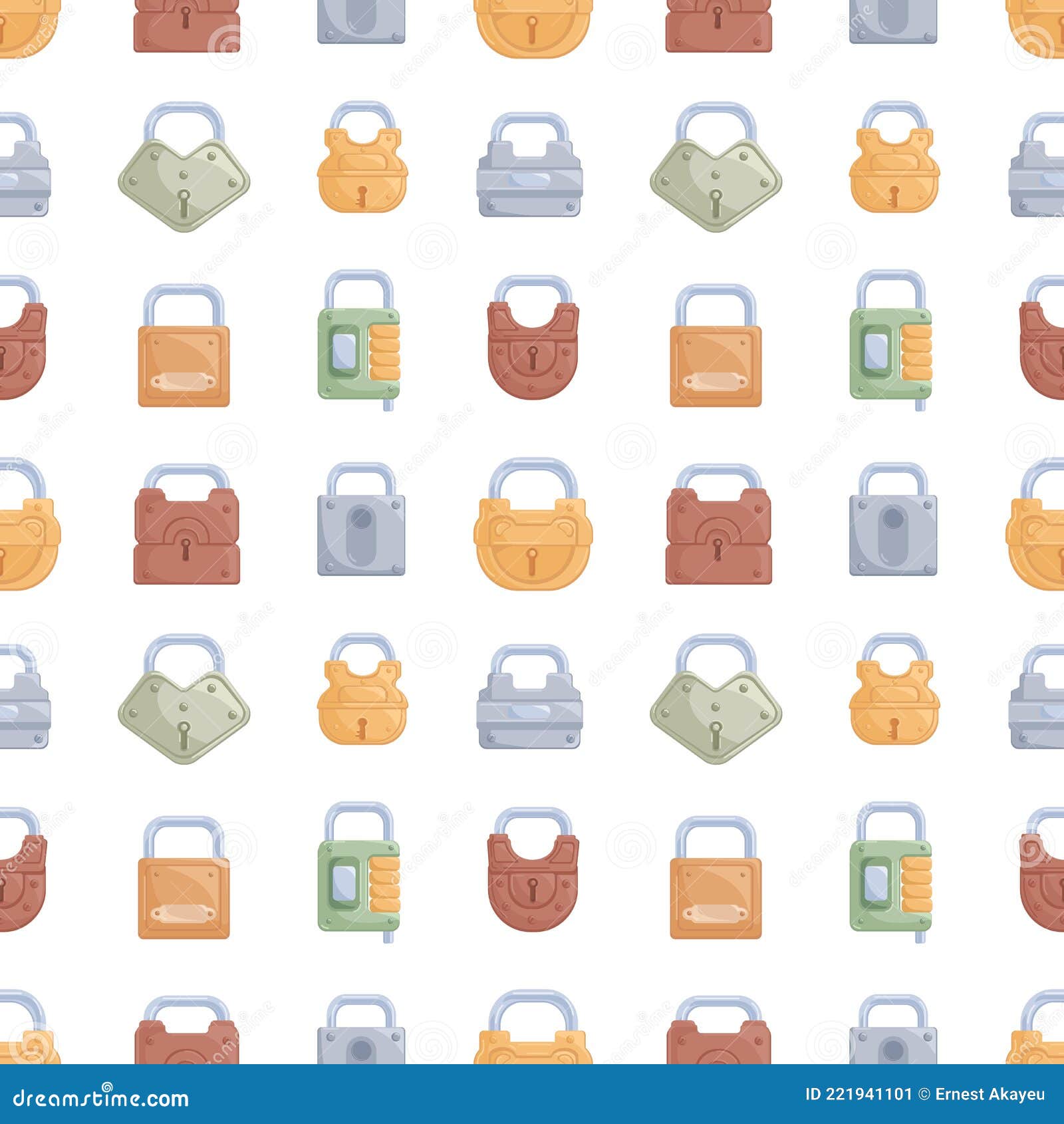 Seamless Pattern with Rows of Metal Locked Closed Padlocks of Different ...