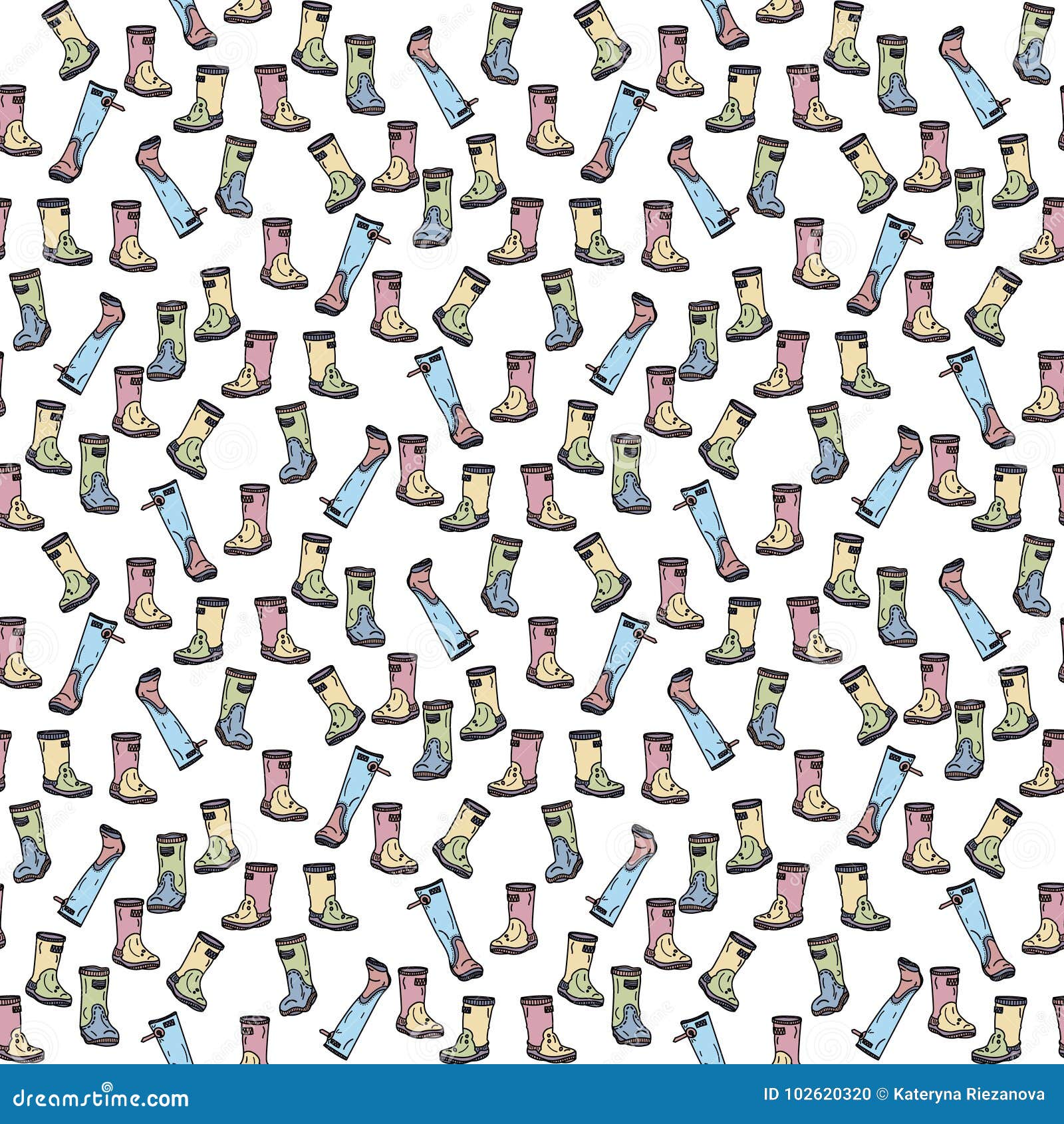 Seamless Pattern with Rubber Boots. Stock Vector - Illustration of ...