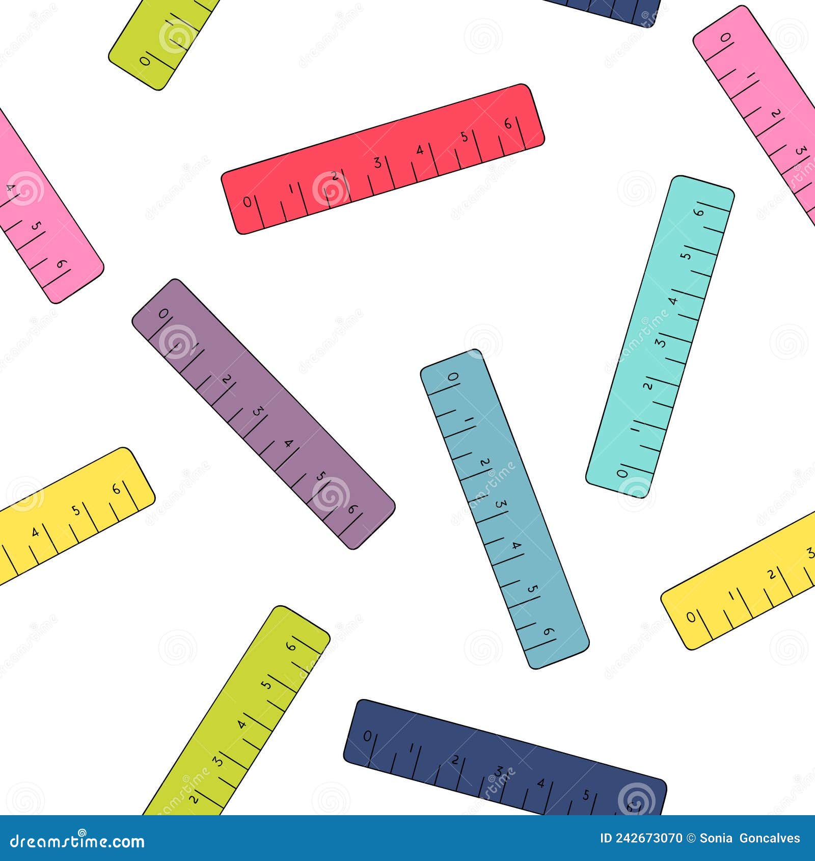 Seamless Pattern of Rulers with Different Colors Stock Vector ...
